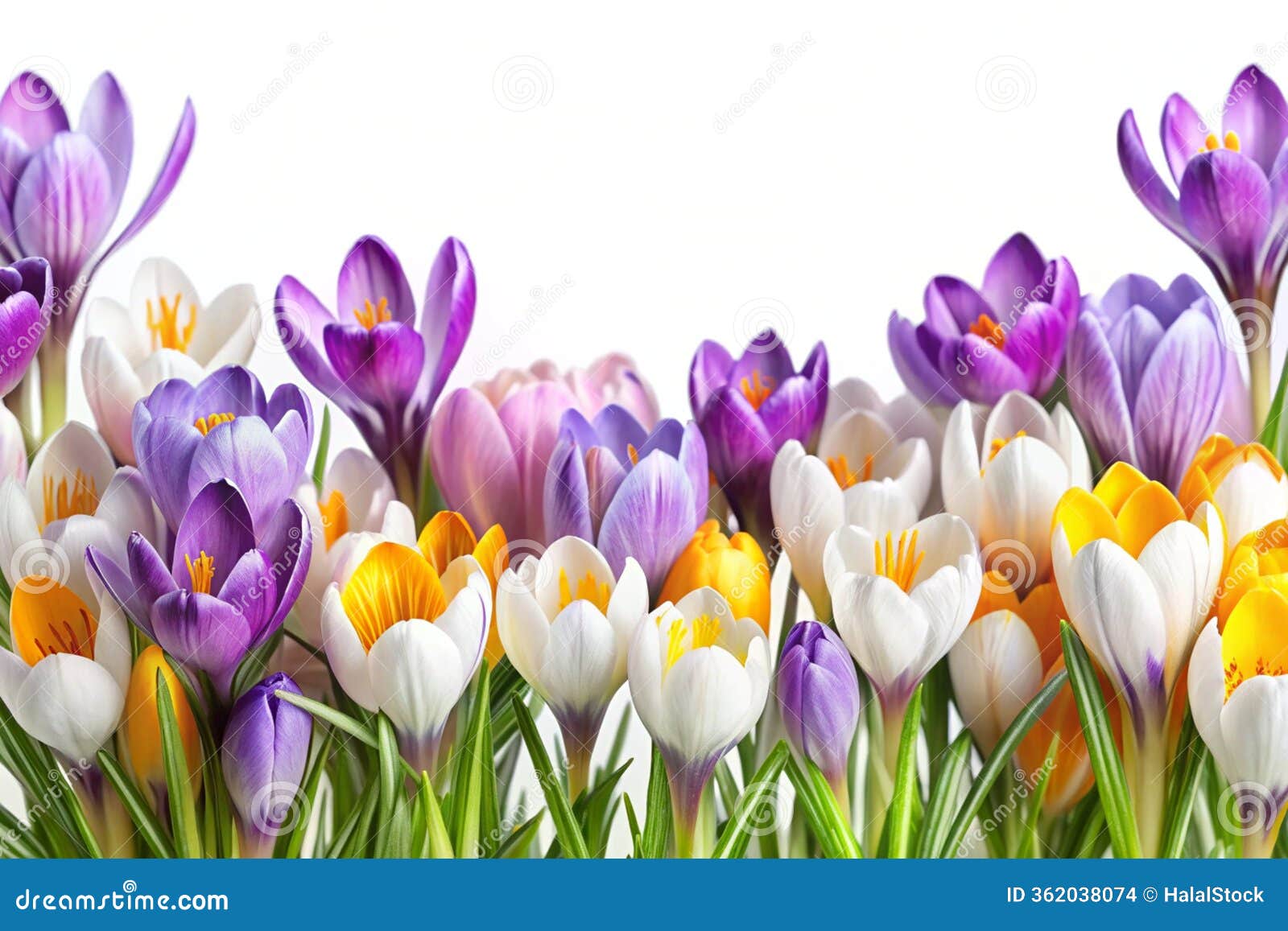 Crocus Spring Flowers Border Design Stock Illustration - Illustration ...