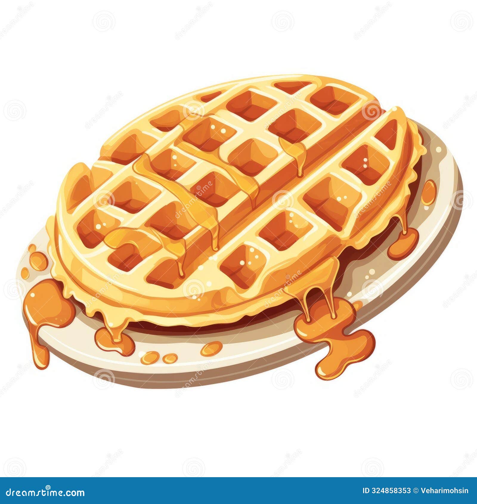 Croffle, Croissant Waffle Korean Pastry. Waffle Menu Vector ...