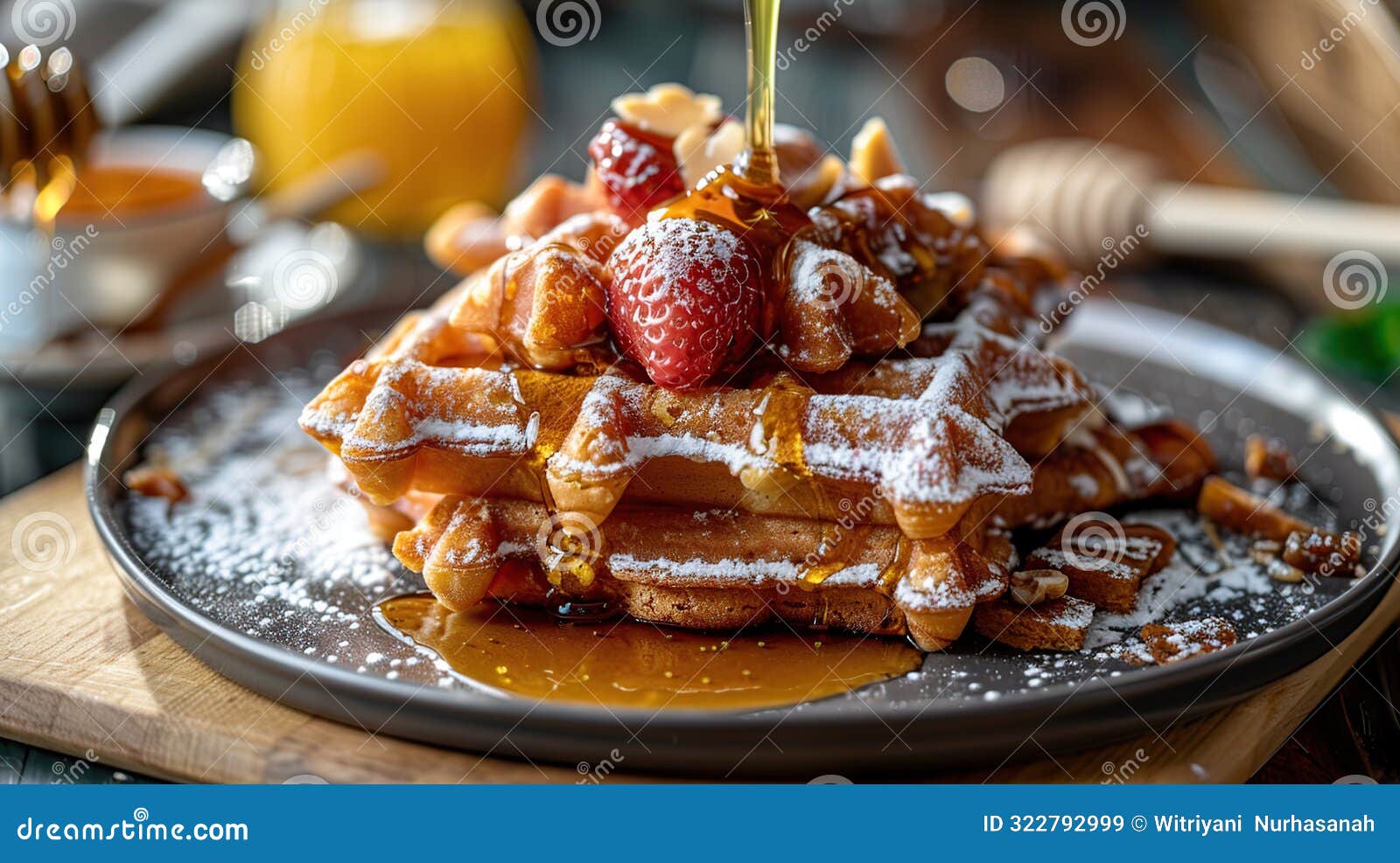 Croffle with Different Sweet Topping Honey. Generative Ai Stock ...