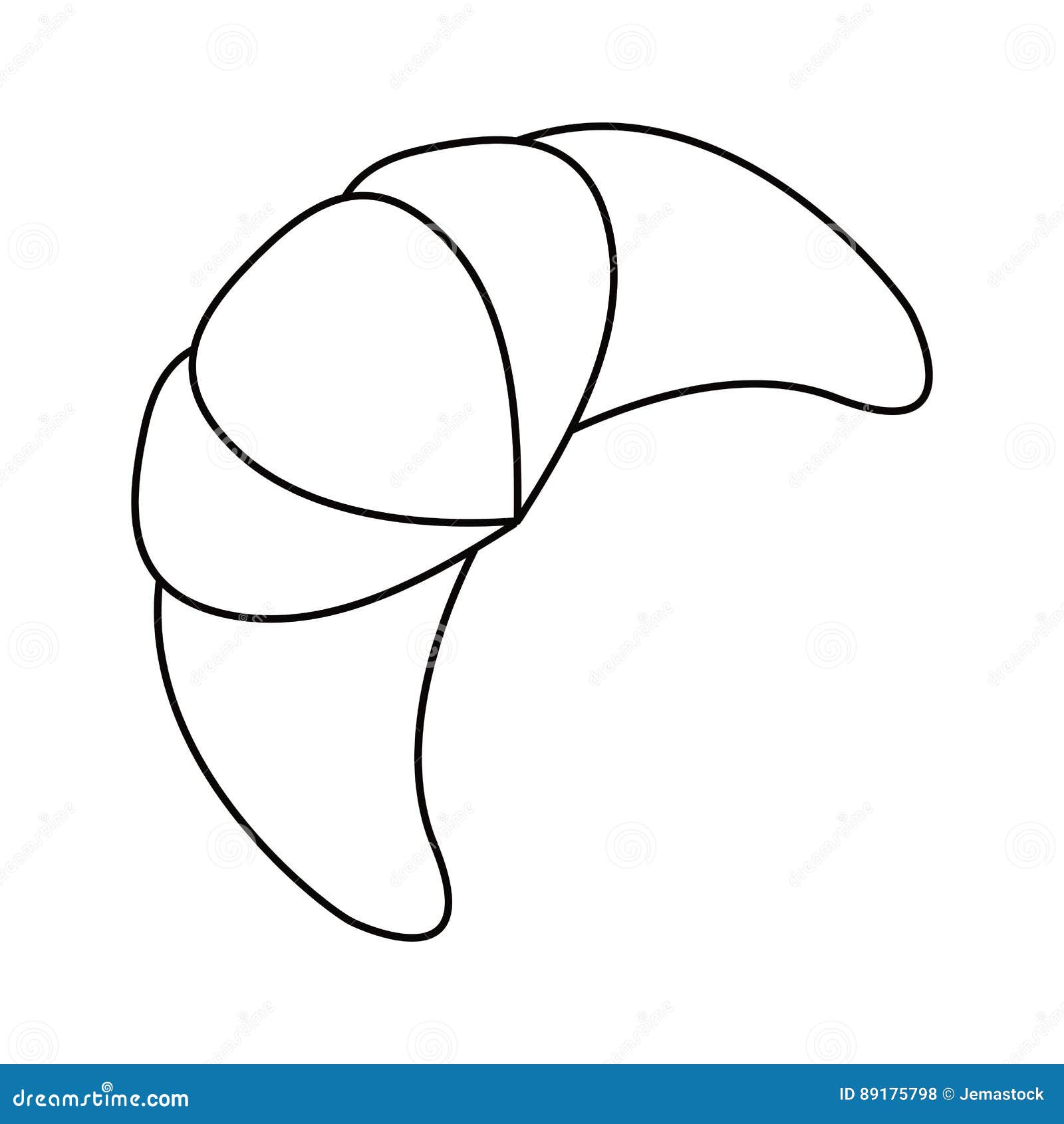 Croissant, Bun And Bread Isolated On White. Outline Drawing For Grocery ...
