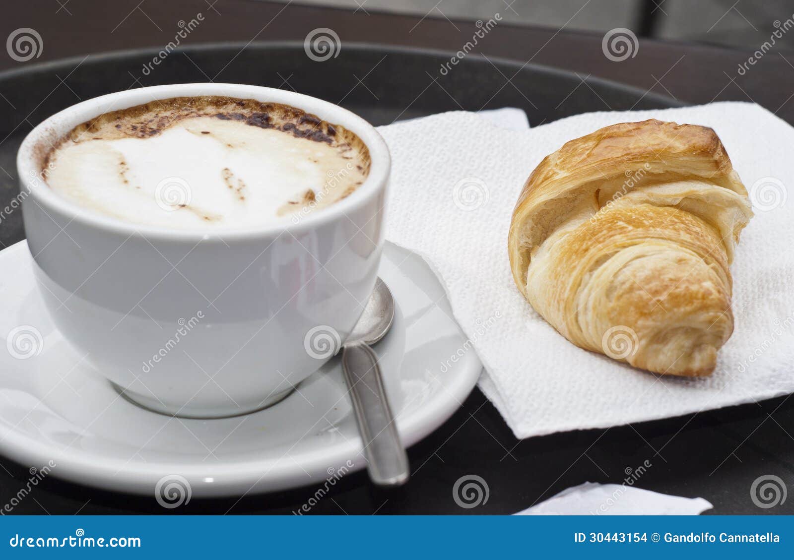 Croissant with Cappuccino stock photo. Image of food - 30443154