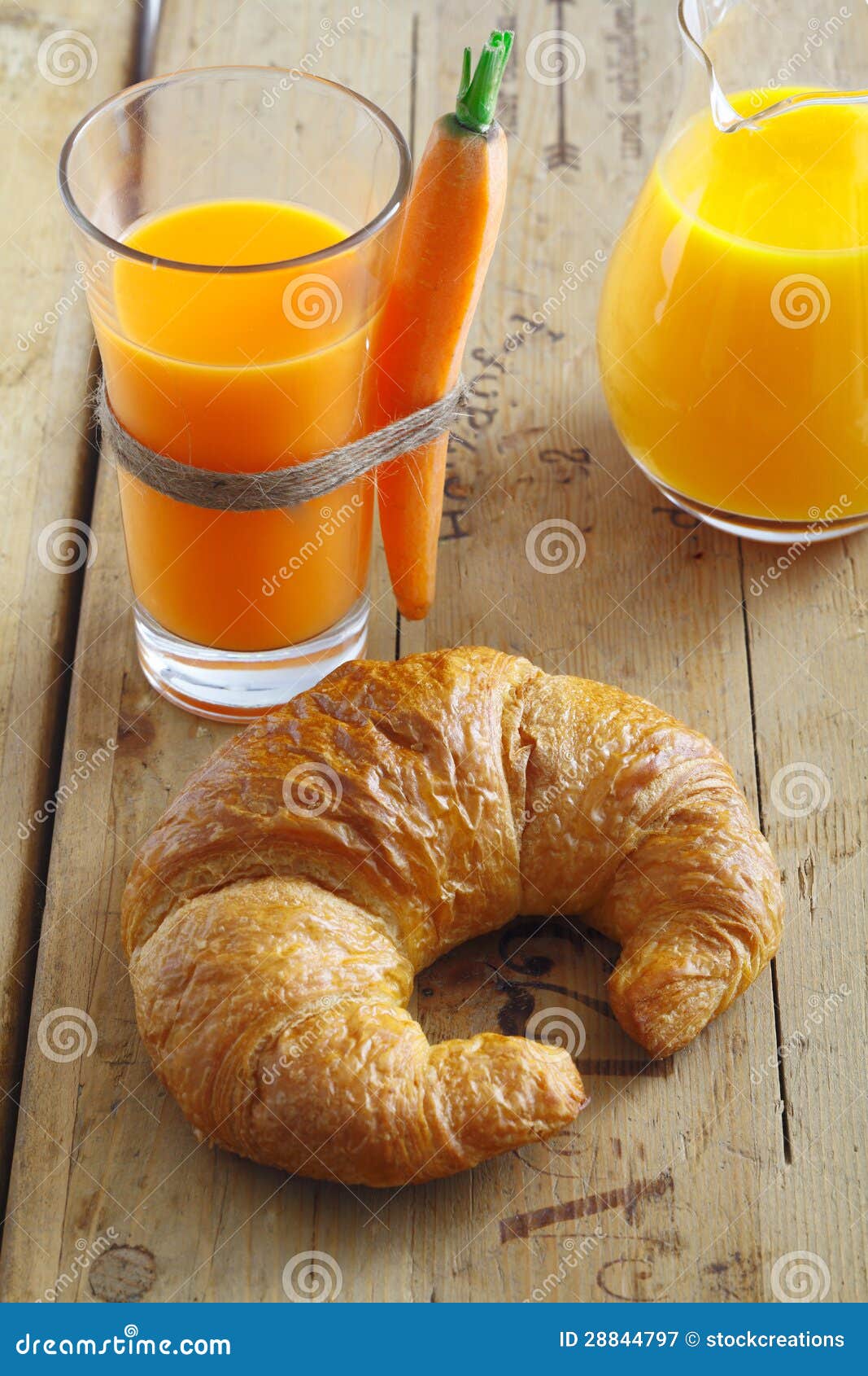 Croissant and Carrot Juice Snack Stock Image - Image of french ...