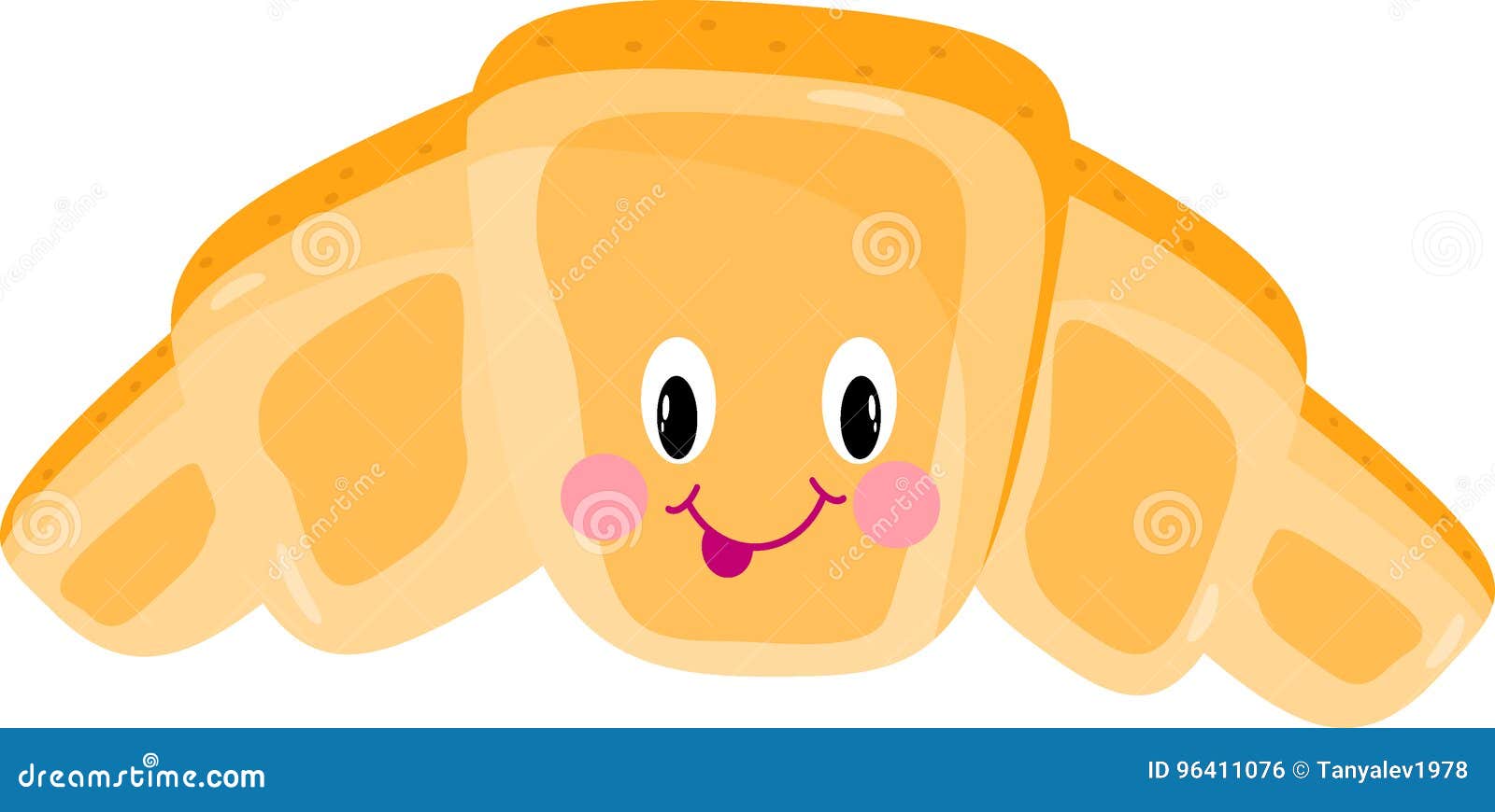 Croissant Cartoon Character Doodle Showing Some Love With Flying Hearts ...