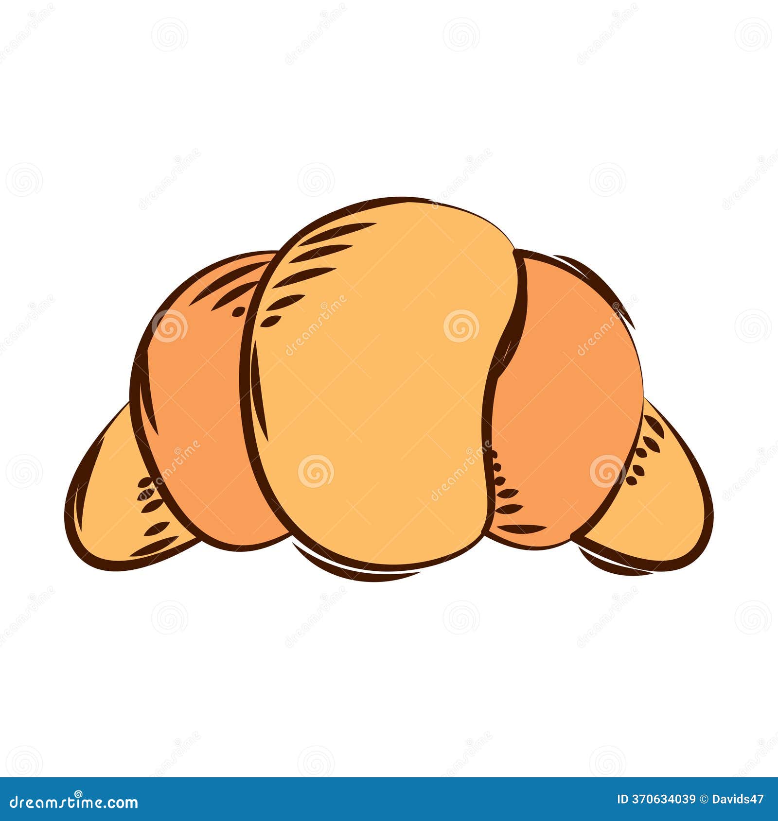 Croissant Cartoon Character Doodle Showing Some Love With Flying Hearts ...