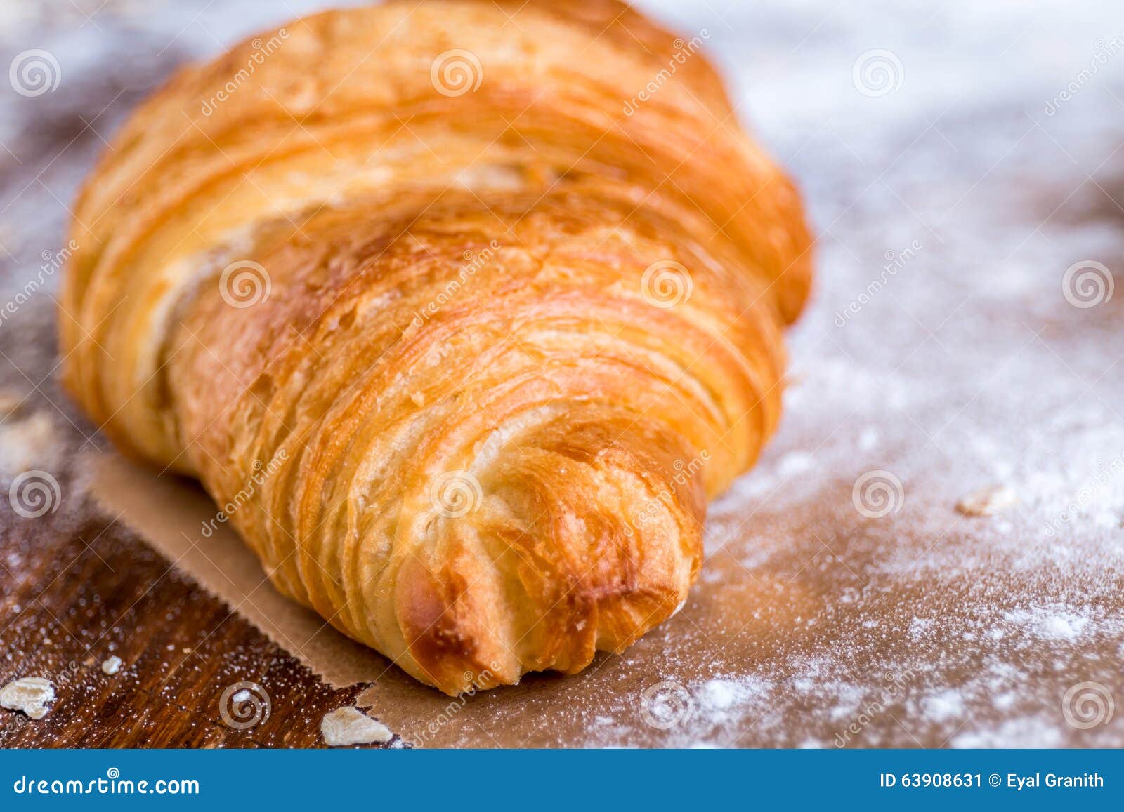 Croissant Close Up View in the Bakery Stock Image - Image of bake ...