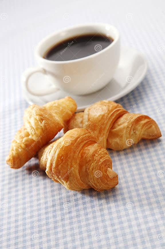 Croissant and Coffee stock photo. Image of french, checker - 17999176
