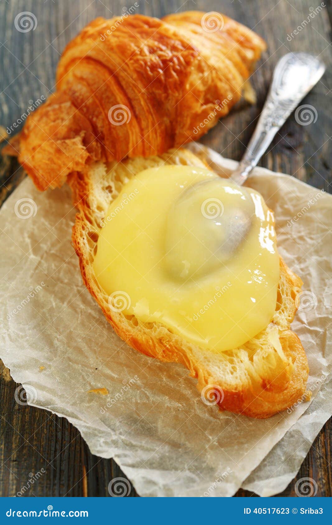 Croissant with custard. stock image. Image of food, lemon - 40517623