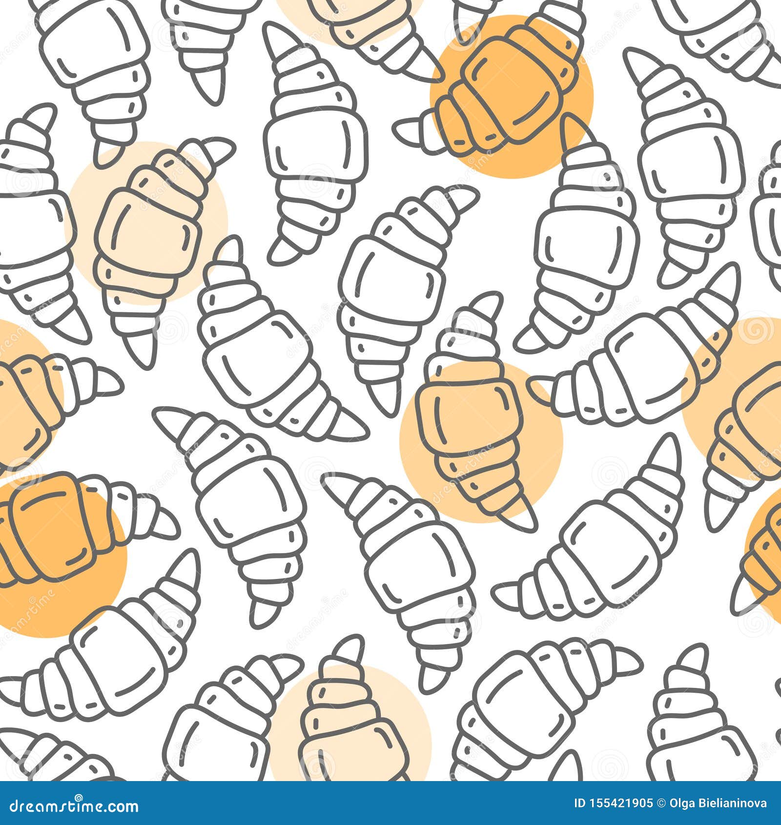 Croissant Doodle Hand Drawn Icon Set. Outline Drawing Croissant French ...