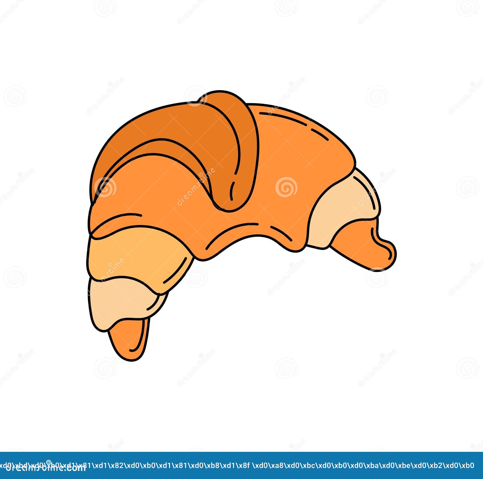 Croissant Doodle Vector Color Illustration Isolated on White Background ...