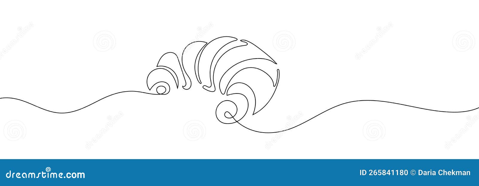 Croissant Drawn in One Line on a White Background. Stock Vector ...
