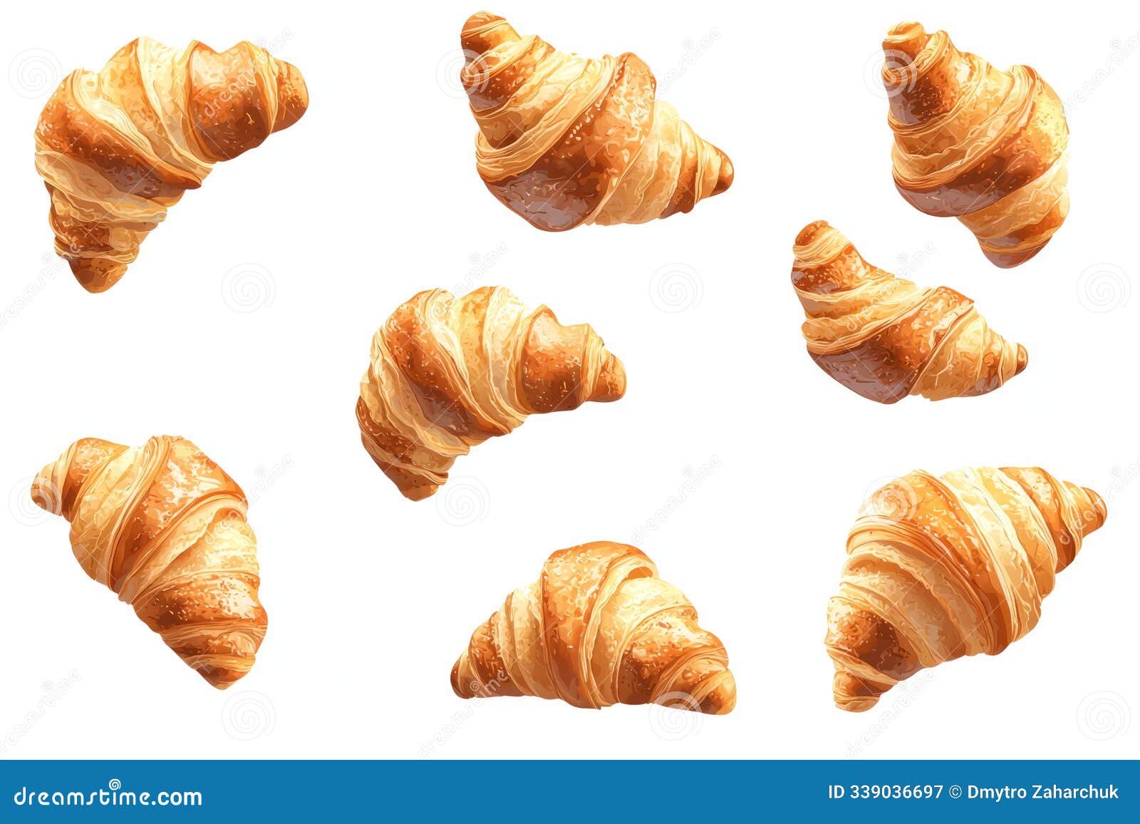 Croissant Falling at Different Angles, Creating a Sense of Movement and ...