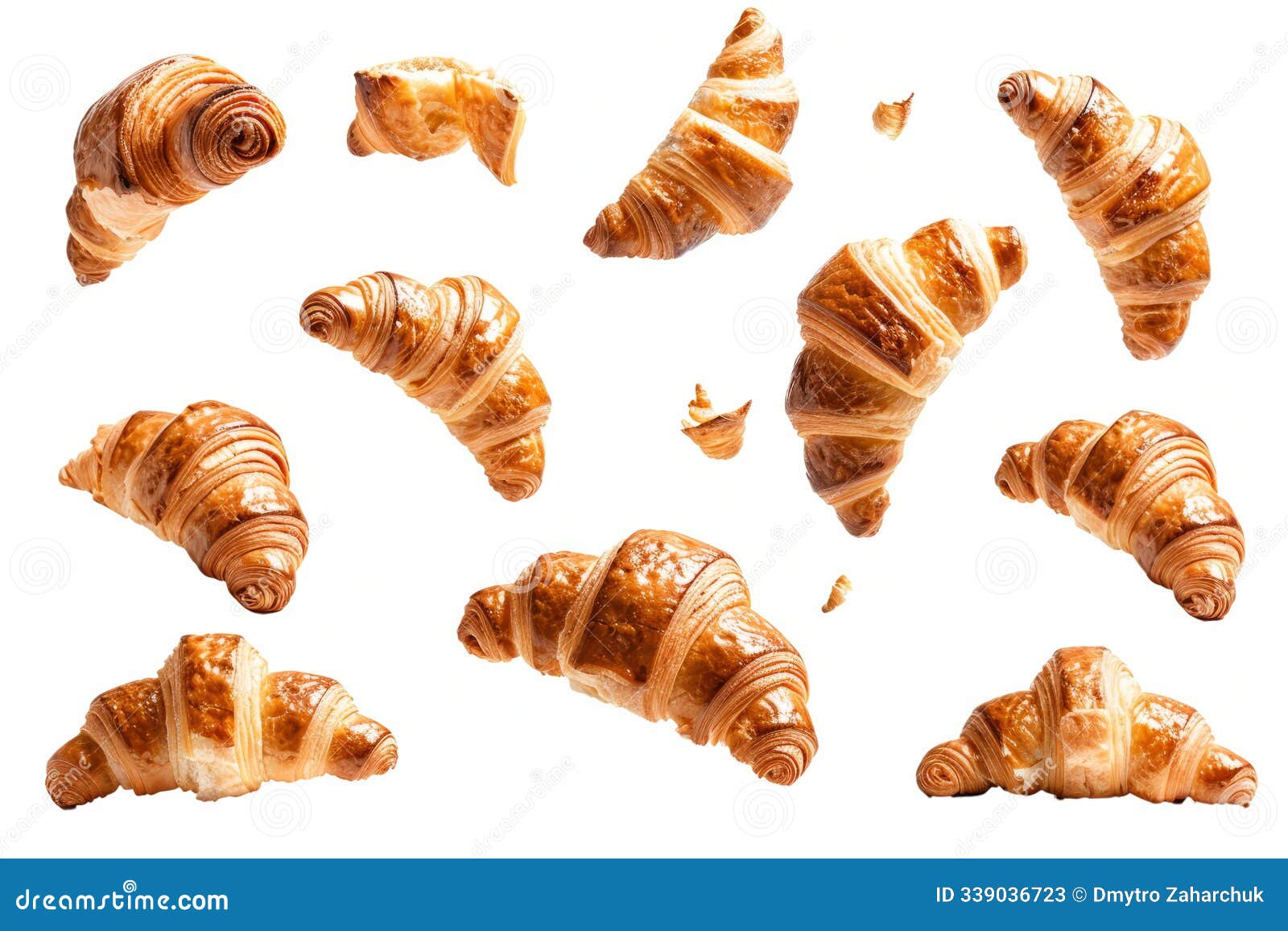 Croissant Falling at Different Angles, Creating a Sense of Movement and ...