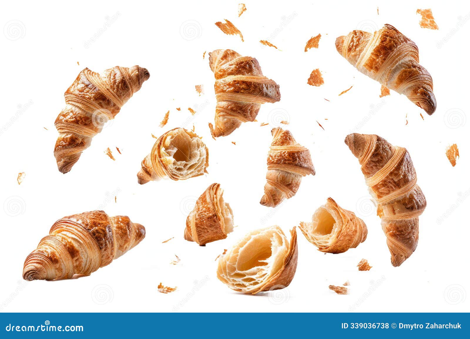 Croissant Falling at Different Angles, Creating a Sense of Movement and ...