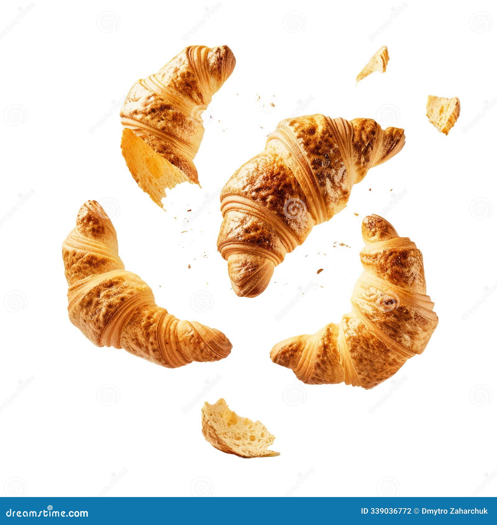 Croissant Falling at Different Angles, Creating a Sense of Movement and ...