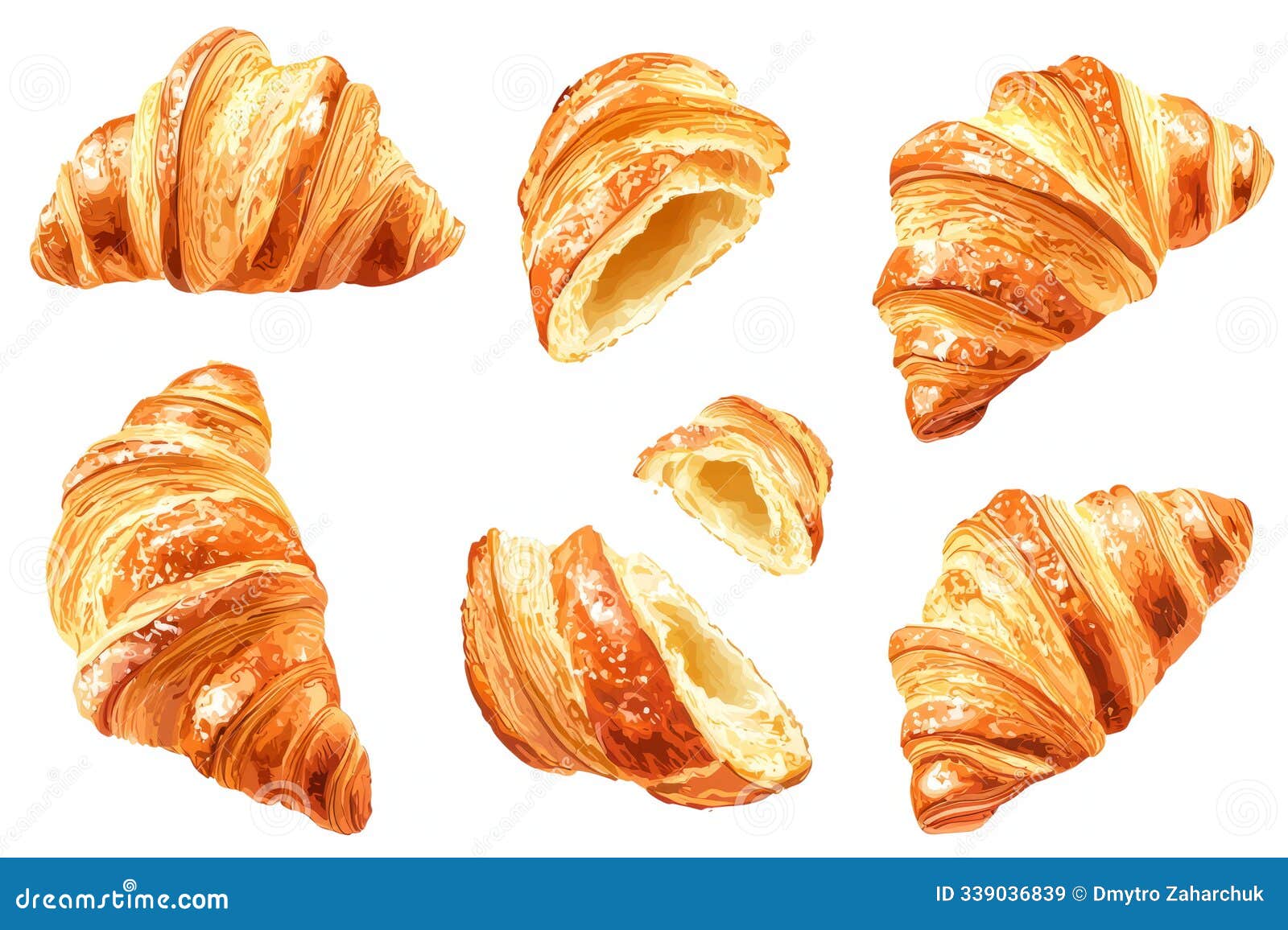 Croissant Falling at Different Angles, Creating a Sense of Movement and ...