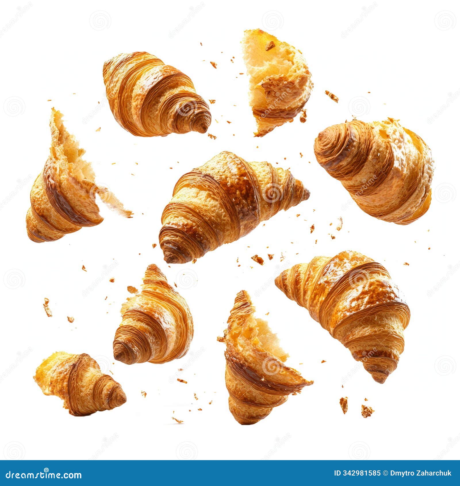 Croissant Falling at Different Angles, Creating a Sense of Movement and ...