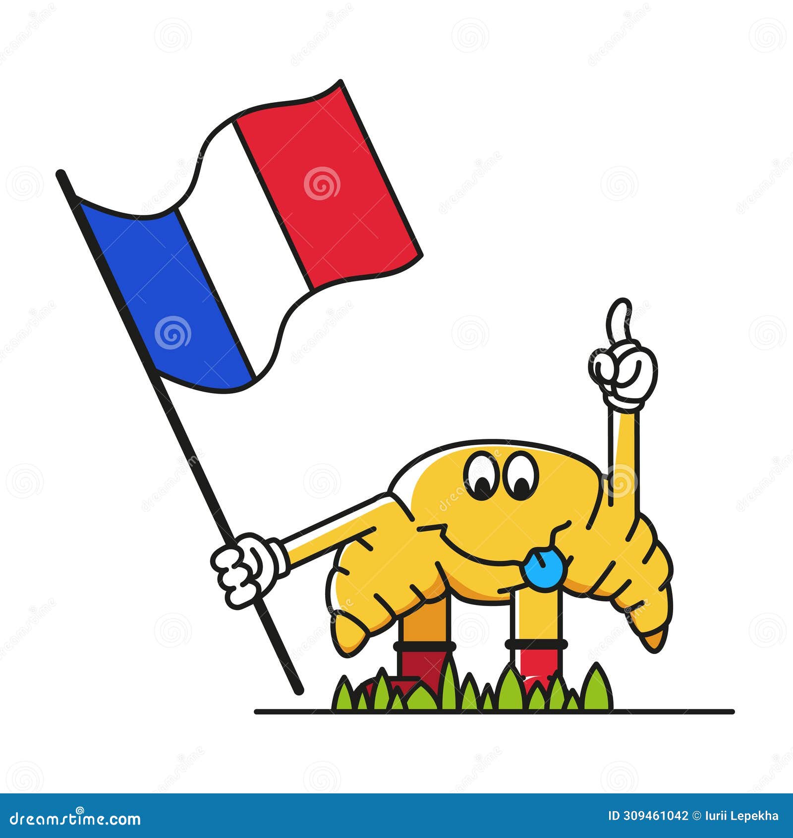 Croissant with a Flag in Hands. French Language Day. Vector ...