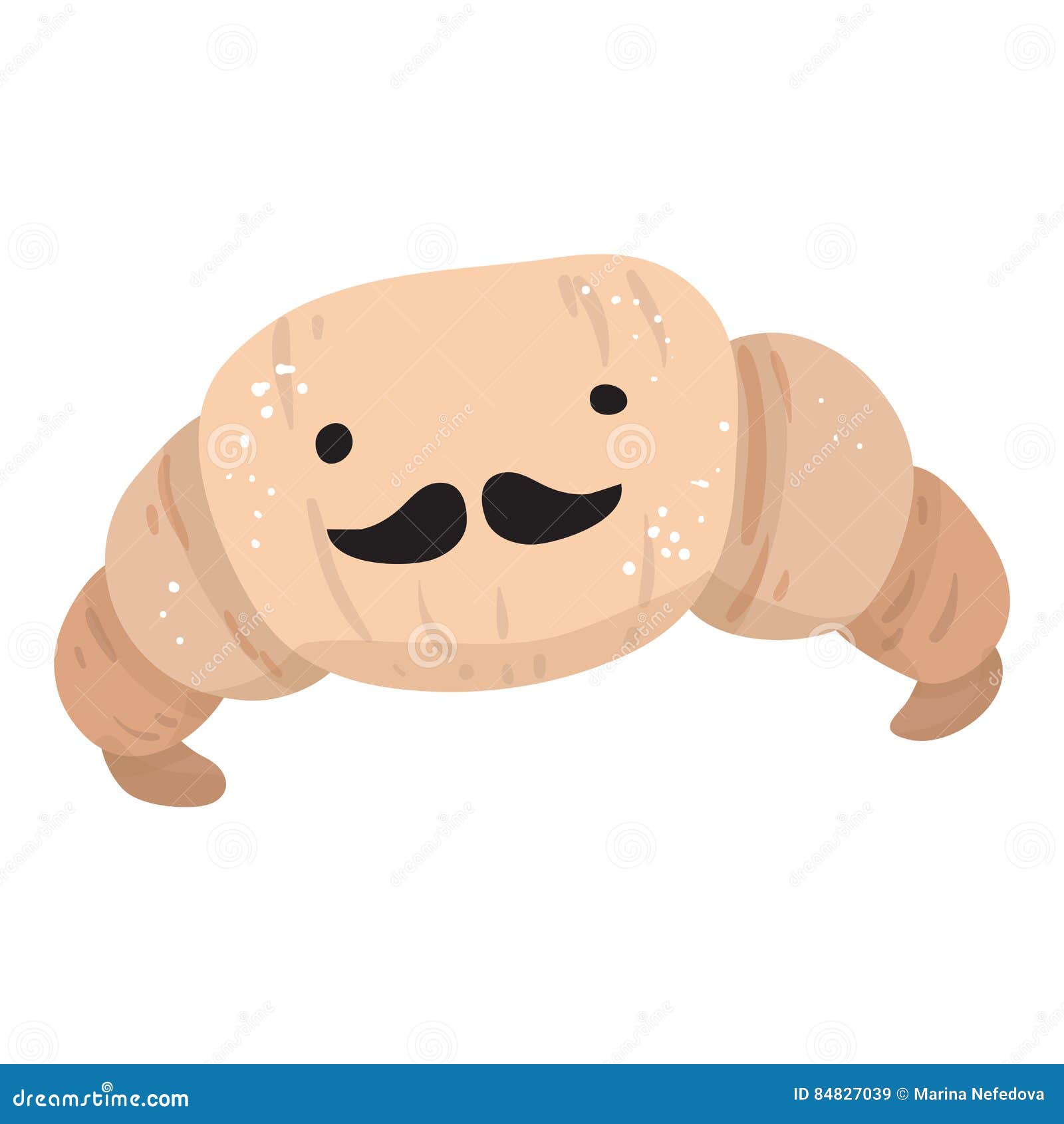 Croissant with Funny Face and Mustache Stock Illustration ...