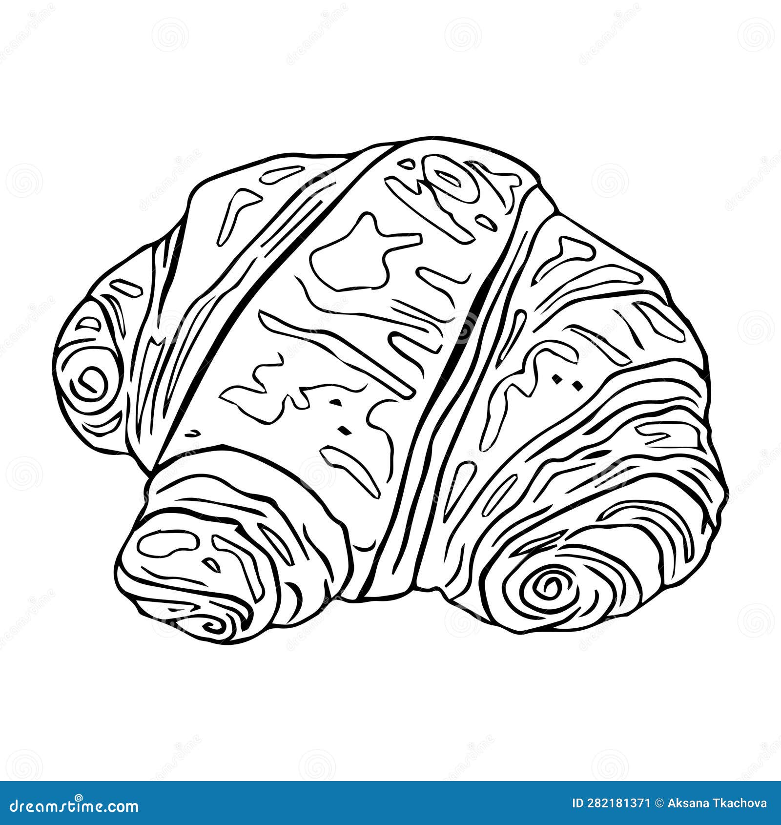 Croissant Hand-drawn Drawing Engraving in Retro Style, Vector ...
