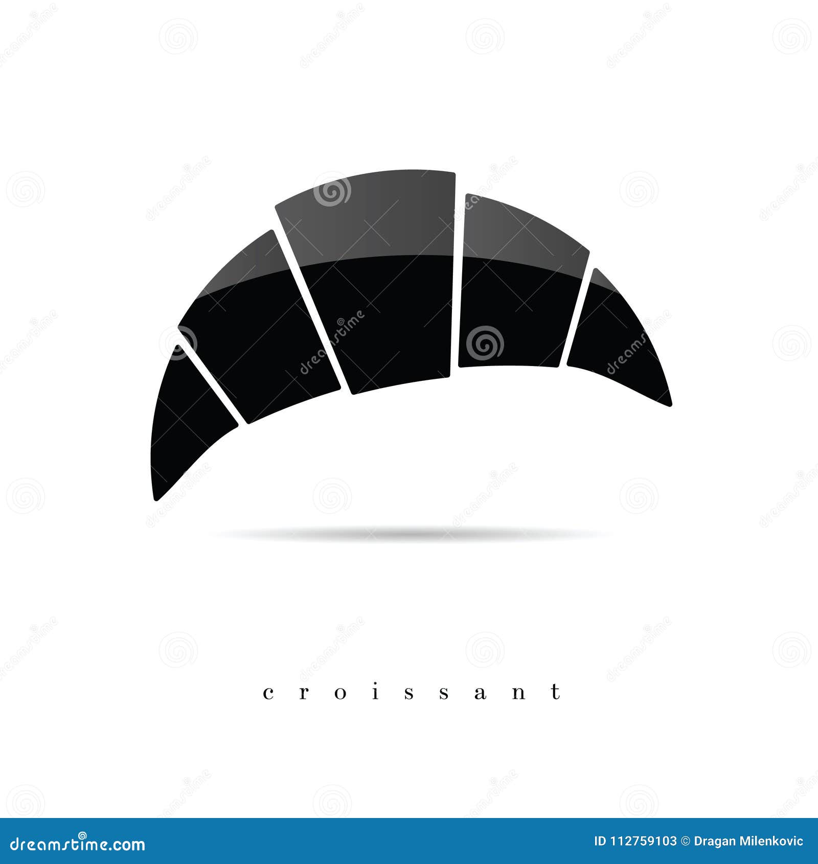 Croissant icon in black stock vector. Illustration of cake - 112759103