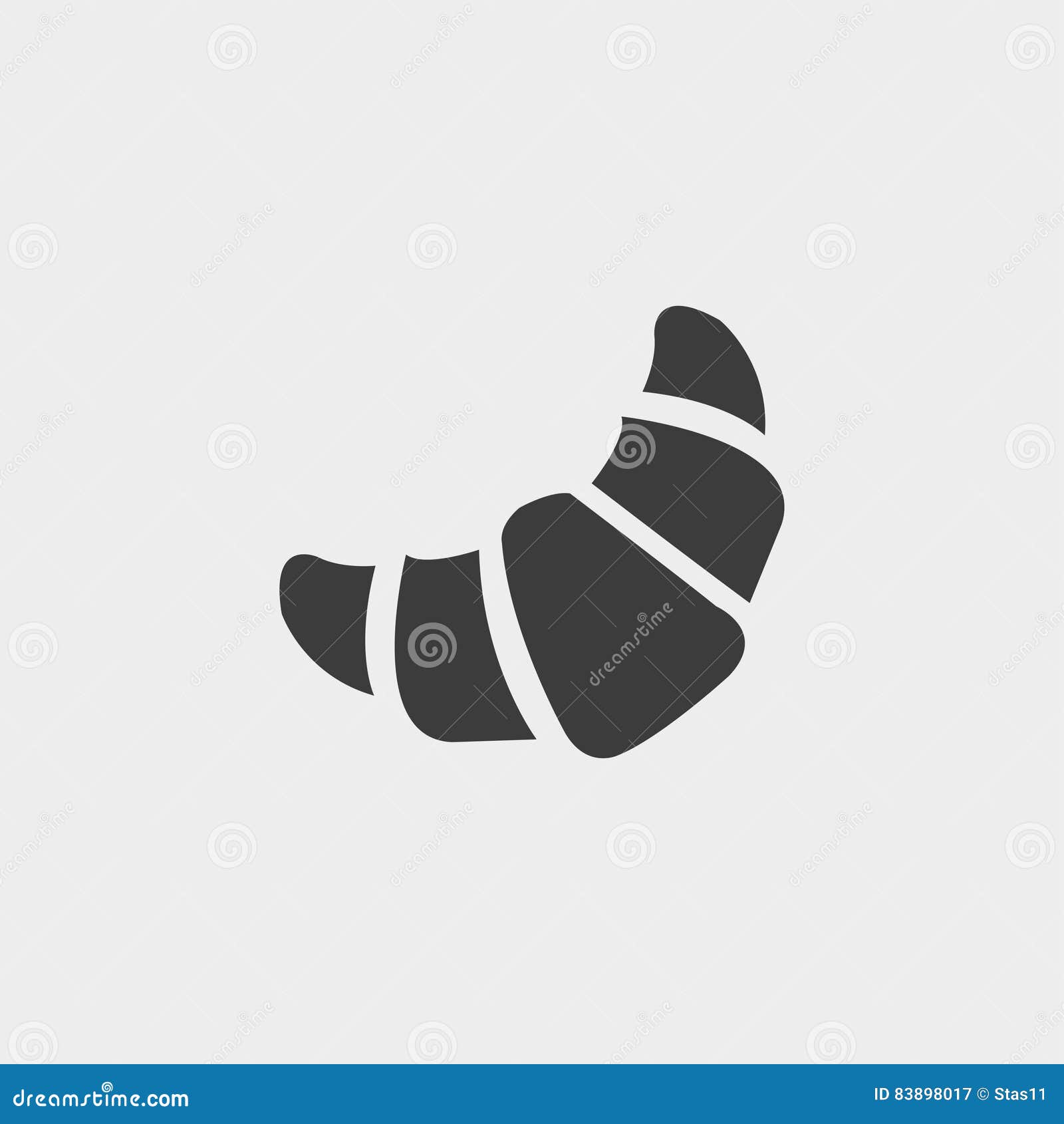 Croissant Icon On Transparent Background. Black Symbol For Your Design ...