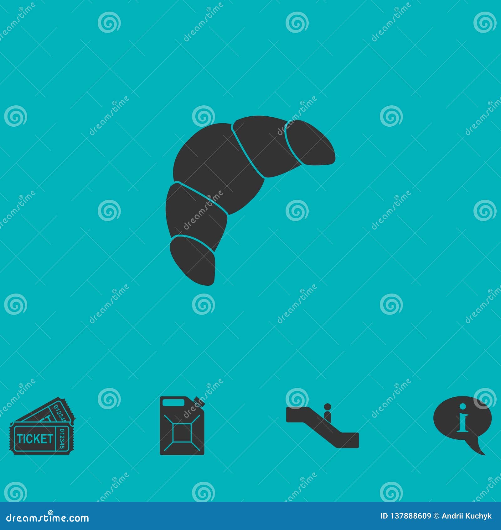 Croissant icon flat stock vector. Illustration of delicious - 137888609