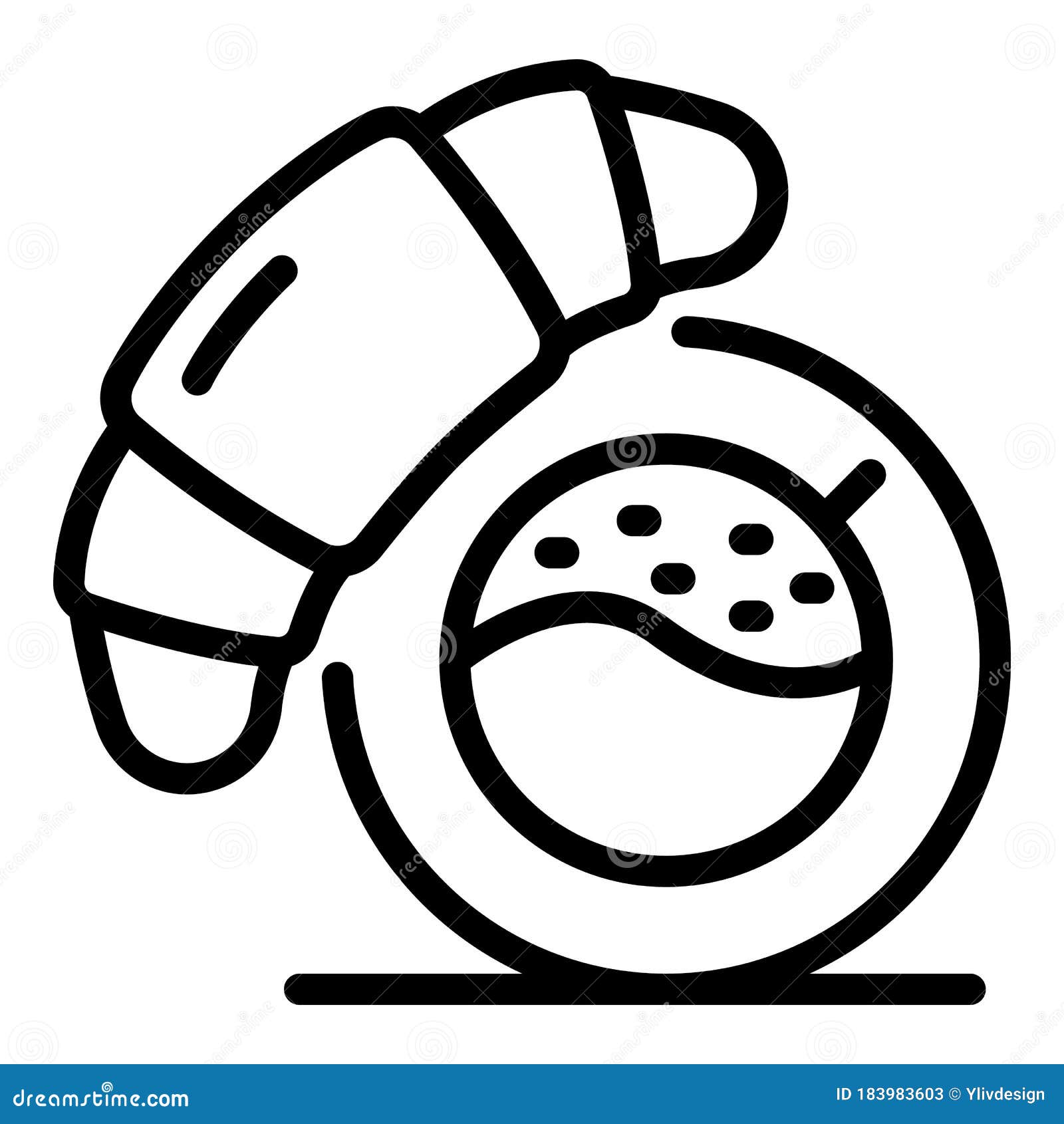 Croissant Icon, Outline Style Stock Vector - Illustration of cookie ...