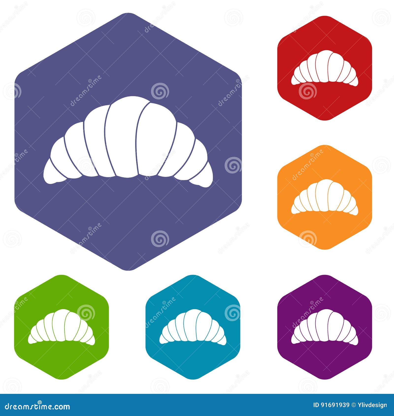 Croissant Icons Set Hexagon Stock Vector - Illustration of coffee, icon ...