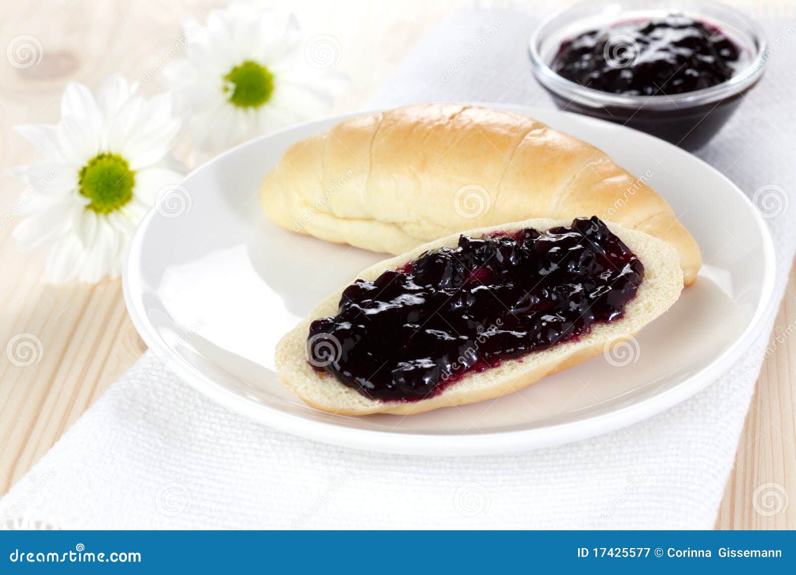 Croissant with jam stock image. Image of fruit, croissants - 17425577