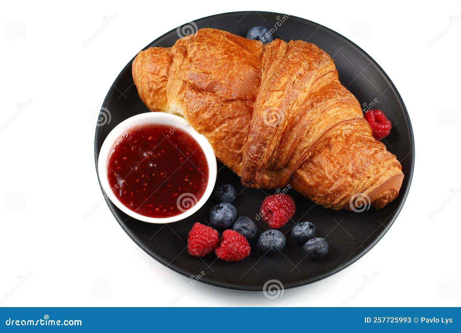 Croissant with Jam and Berries. Traditional Breakfast Stock Image ...
