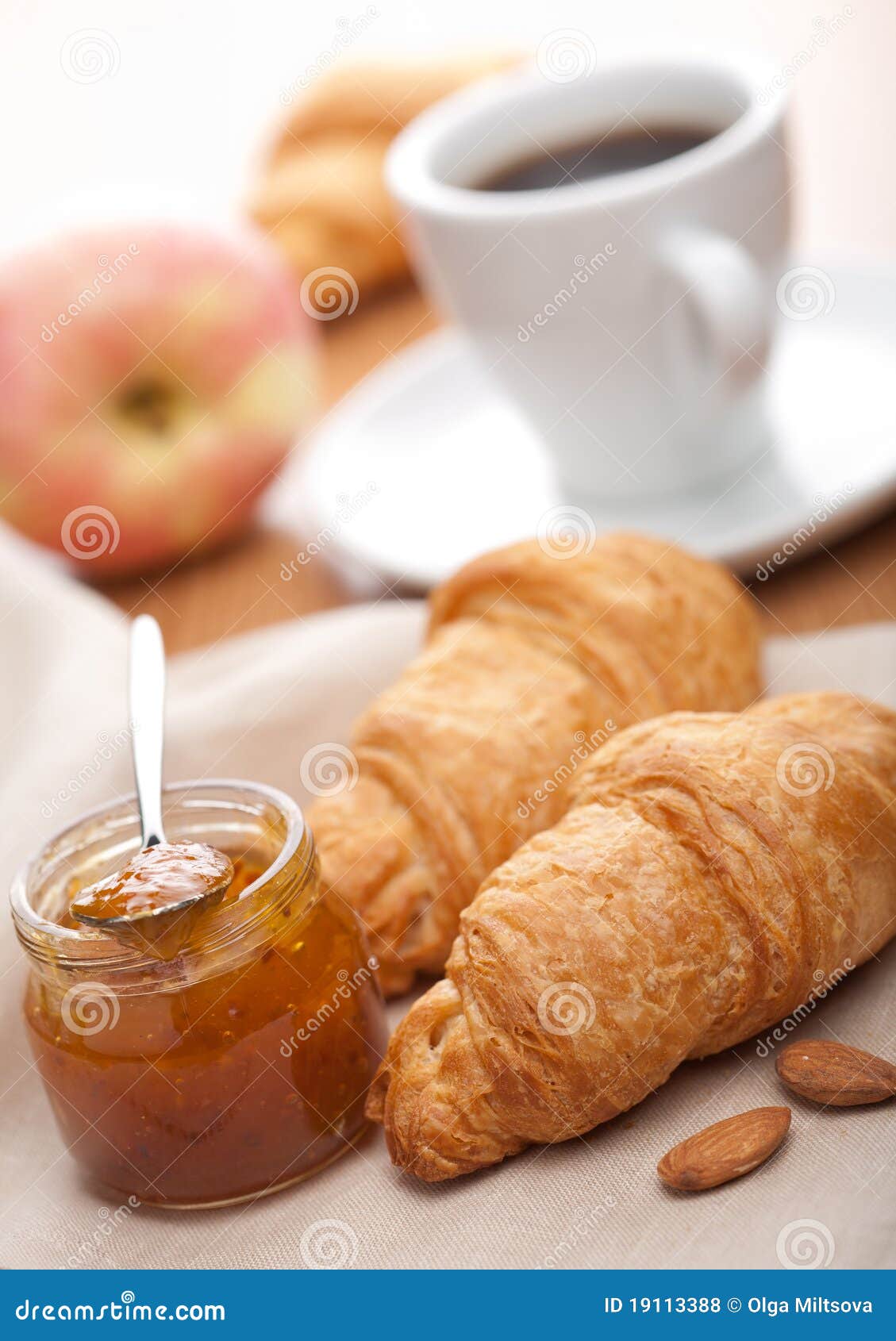 Croissant with Jam for Breakfast Stock Photo - Image of fresh, apple ...