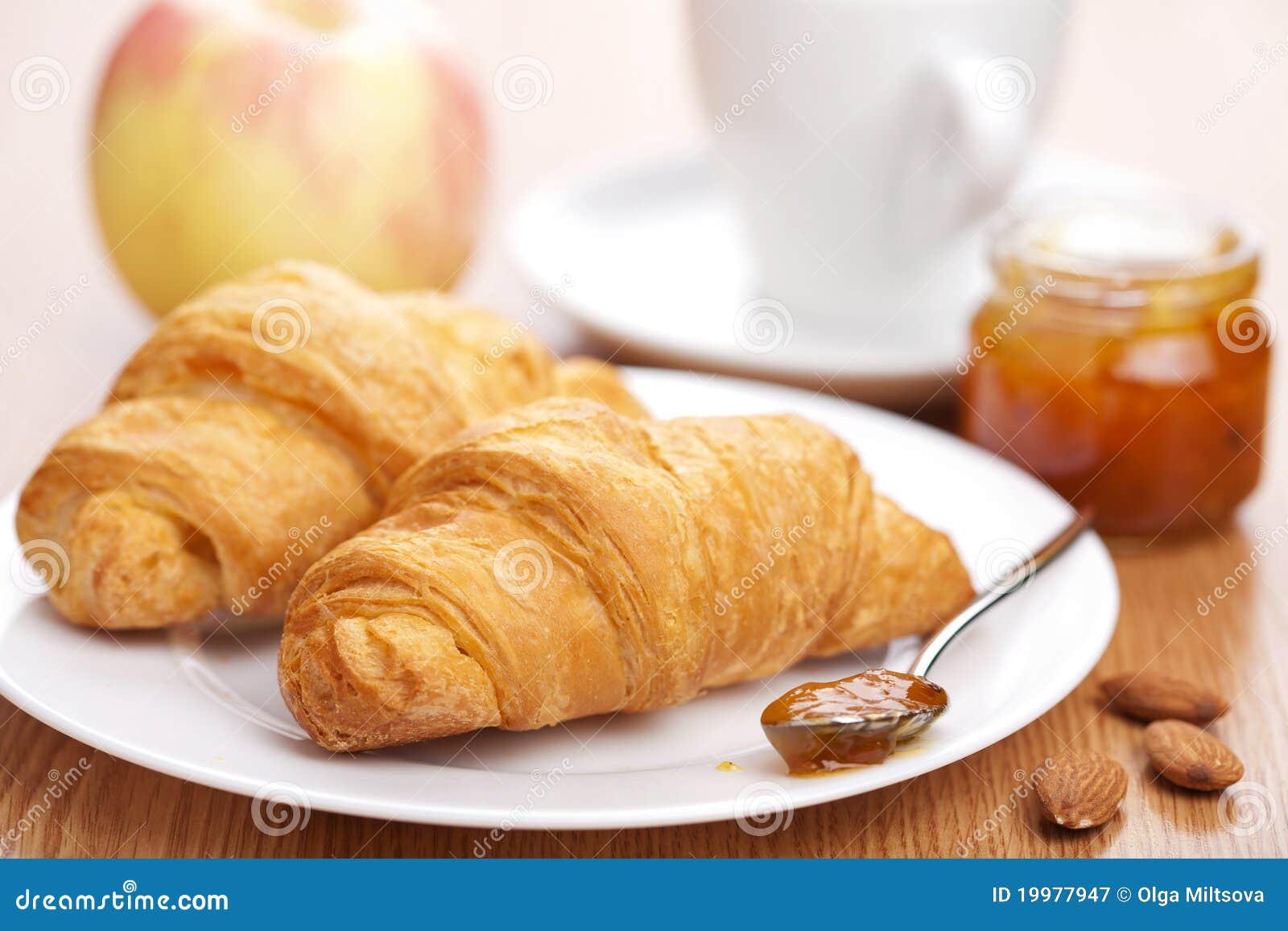 Croissant with Jam for Breakfast Stock Image - Image of healthy, snack ...