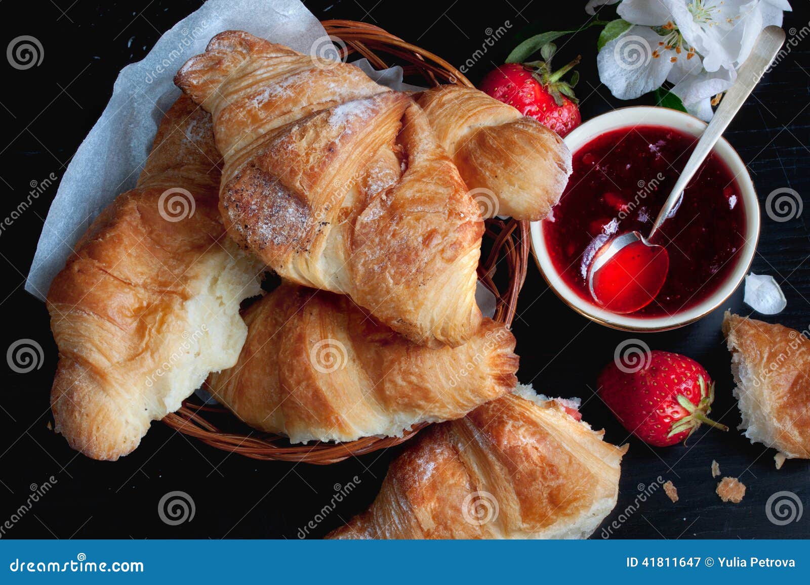 Croissant and Jam for Breakfast Stock Image - Image of snack, french ...