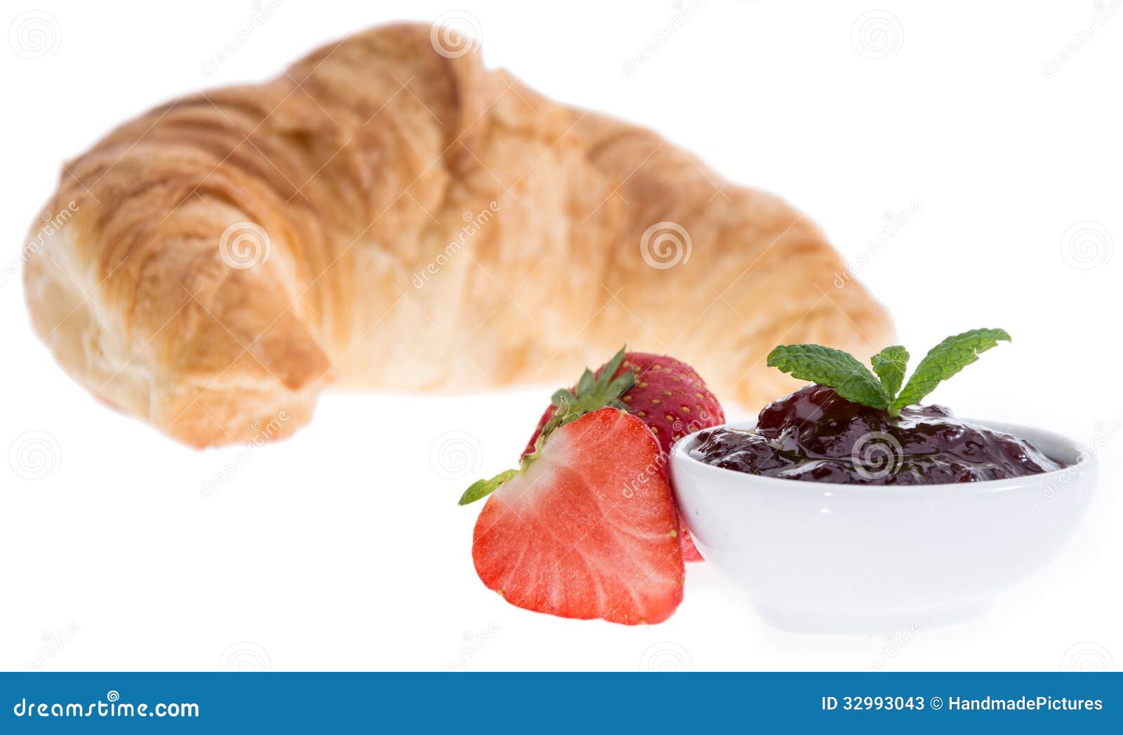 Croissant with Jam on White Stock Image - Image of french, breakfast ...