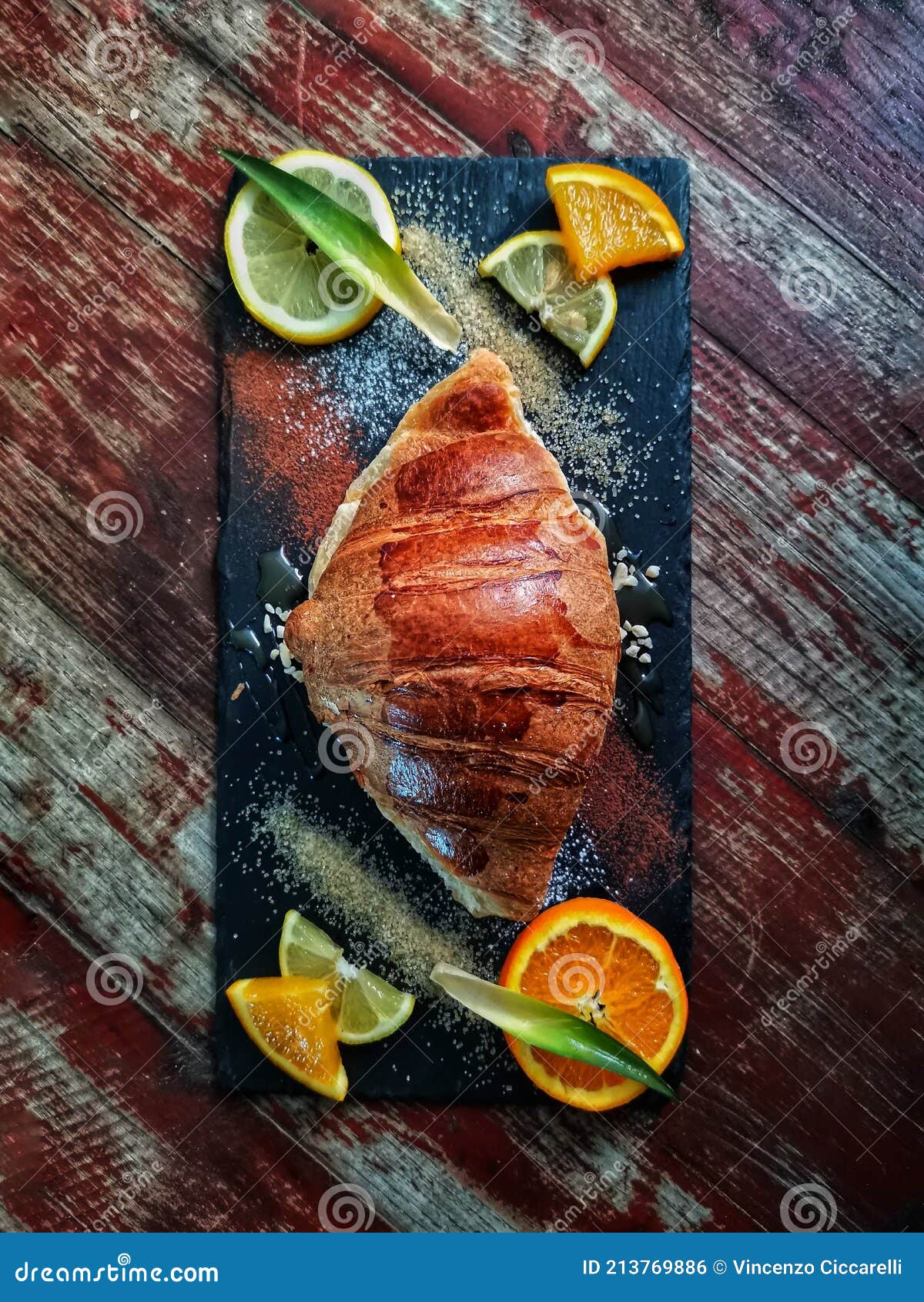 Croissant with lemon cream stock photo. Image of meat - 213769886