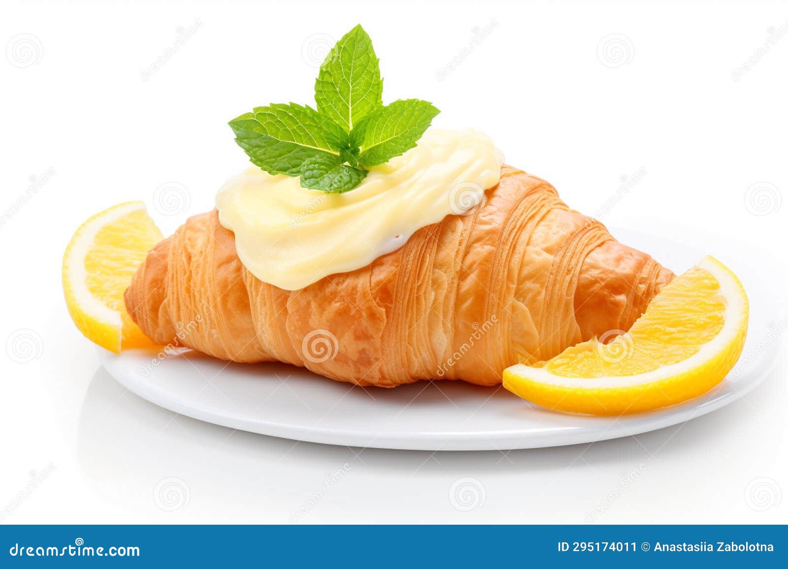Croissant with Lemon Curd on a White Background Stock Illustration ...