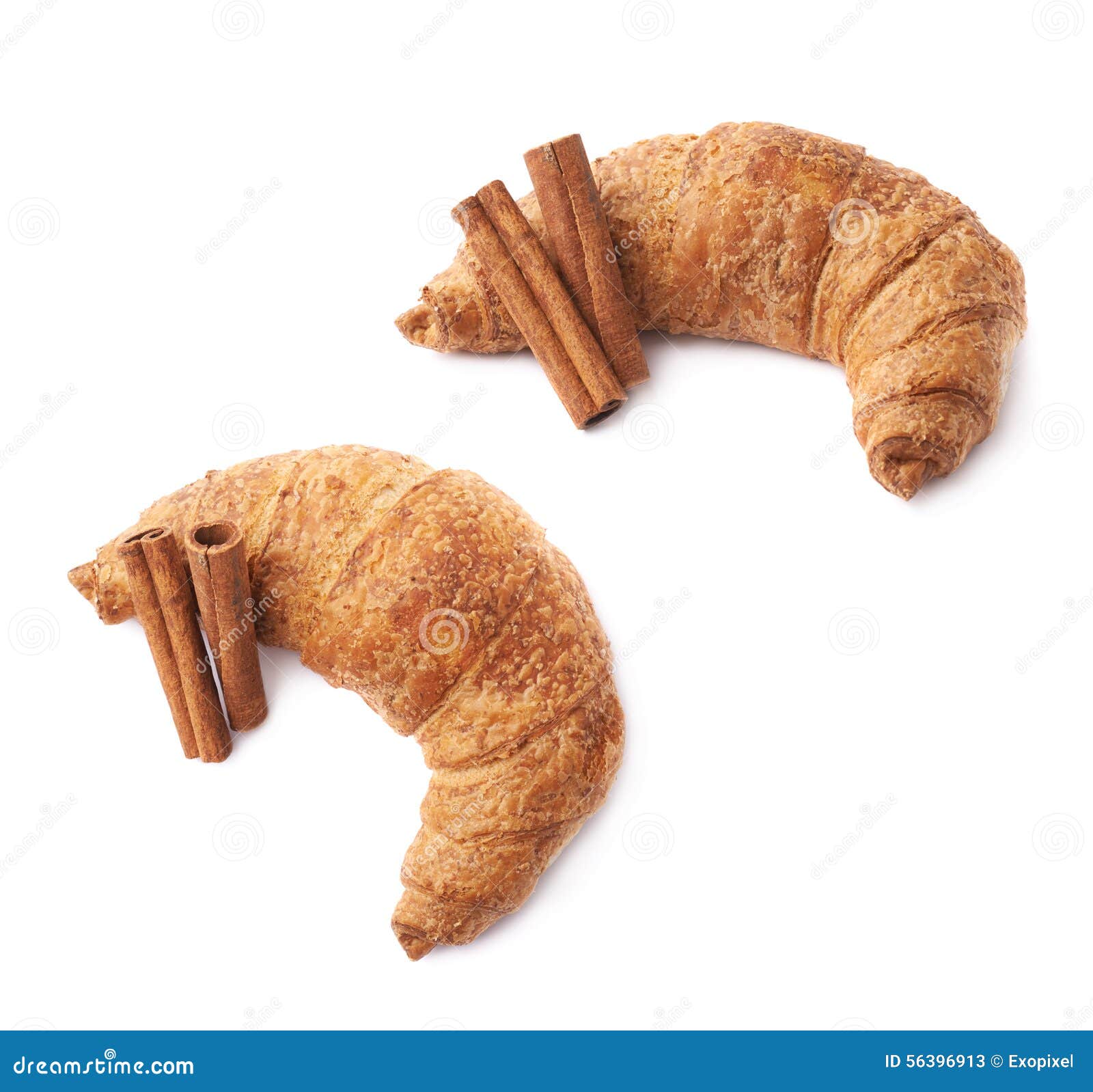 Croissant Pastry and Cinnamon Sticks Stock Image - Image of crust ...