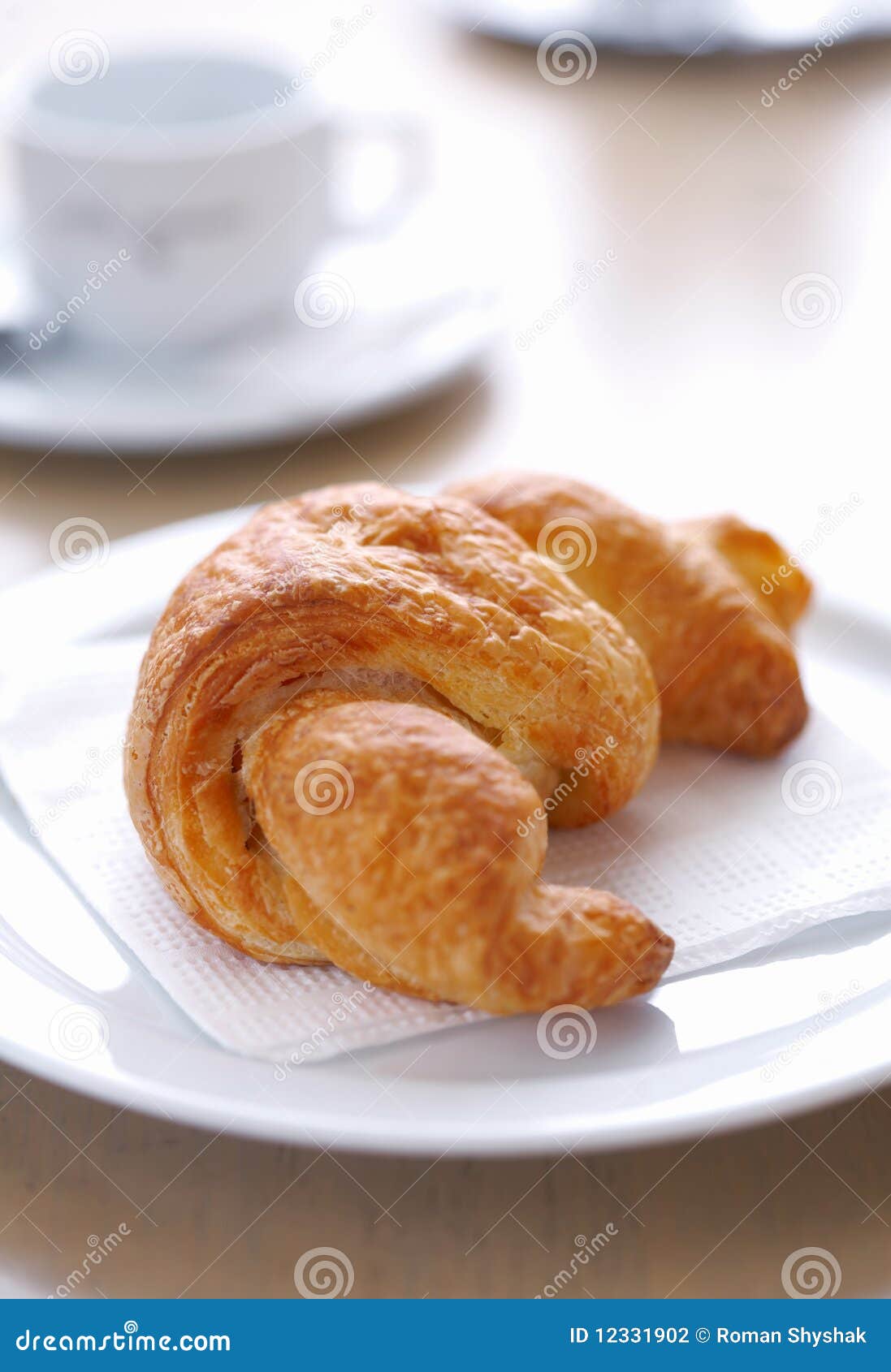 Croissant on Plate. stock photo. Image of baked, closeup - 12331902