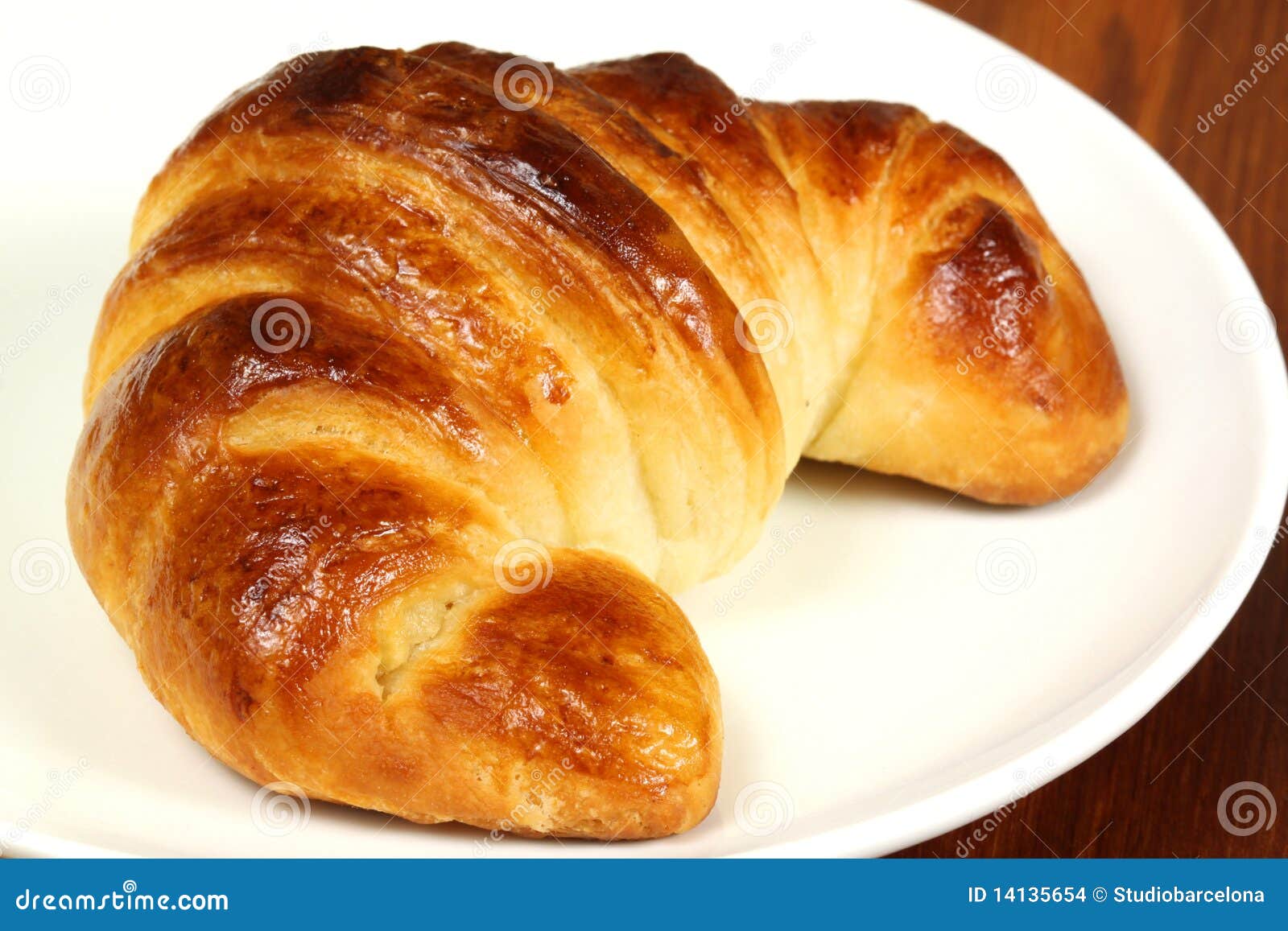 Croissant on plate stock photo. Image of morning, croissant - 14135654