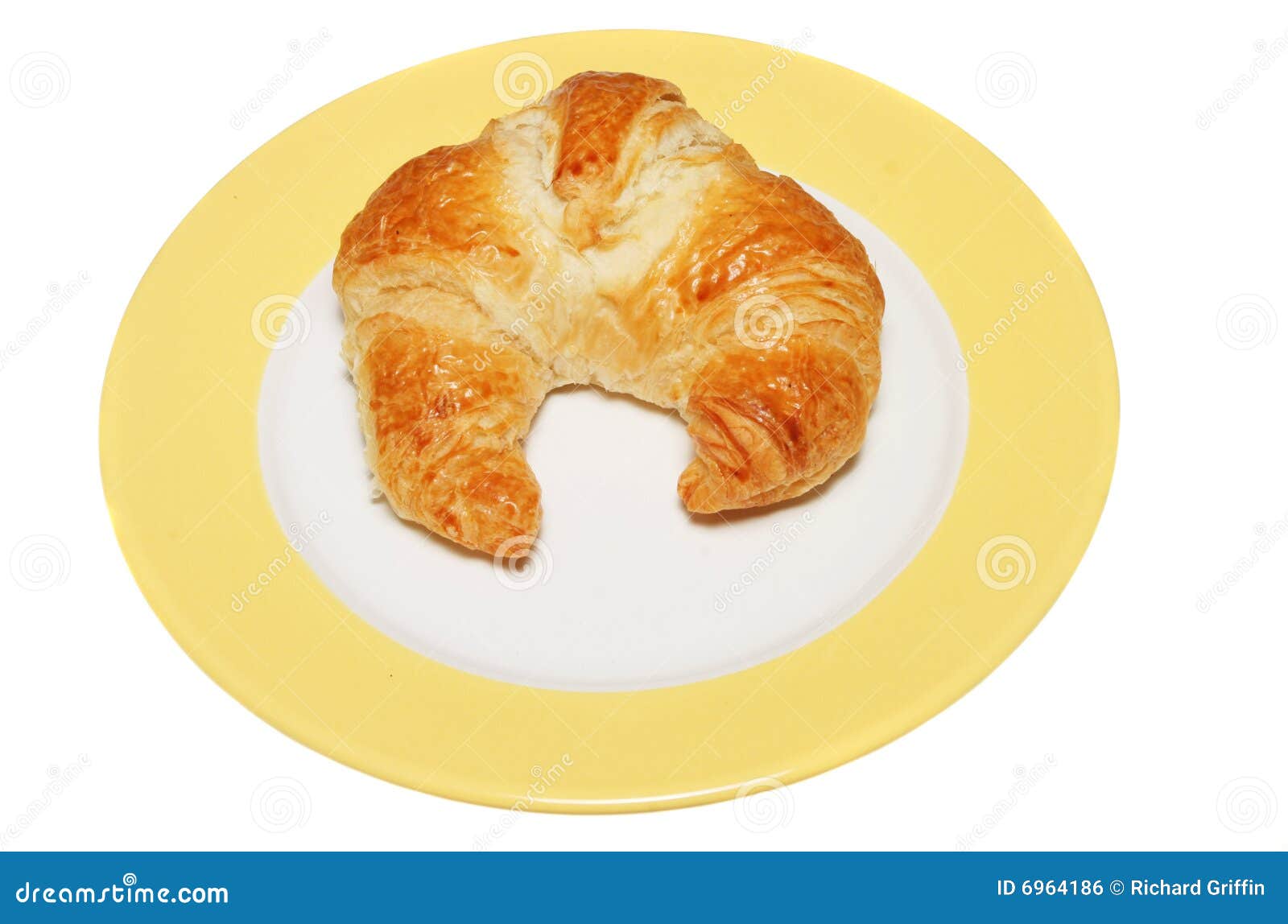 Croissant on plate stock photo. Image of golden, isolated - 6964186