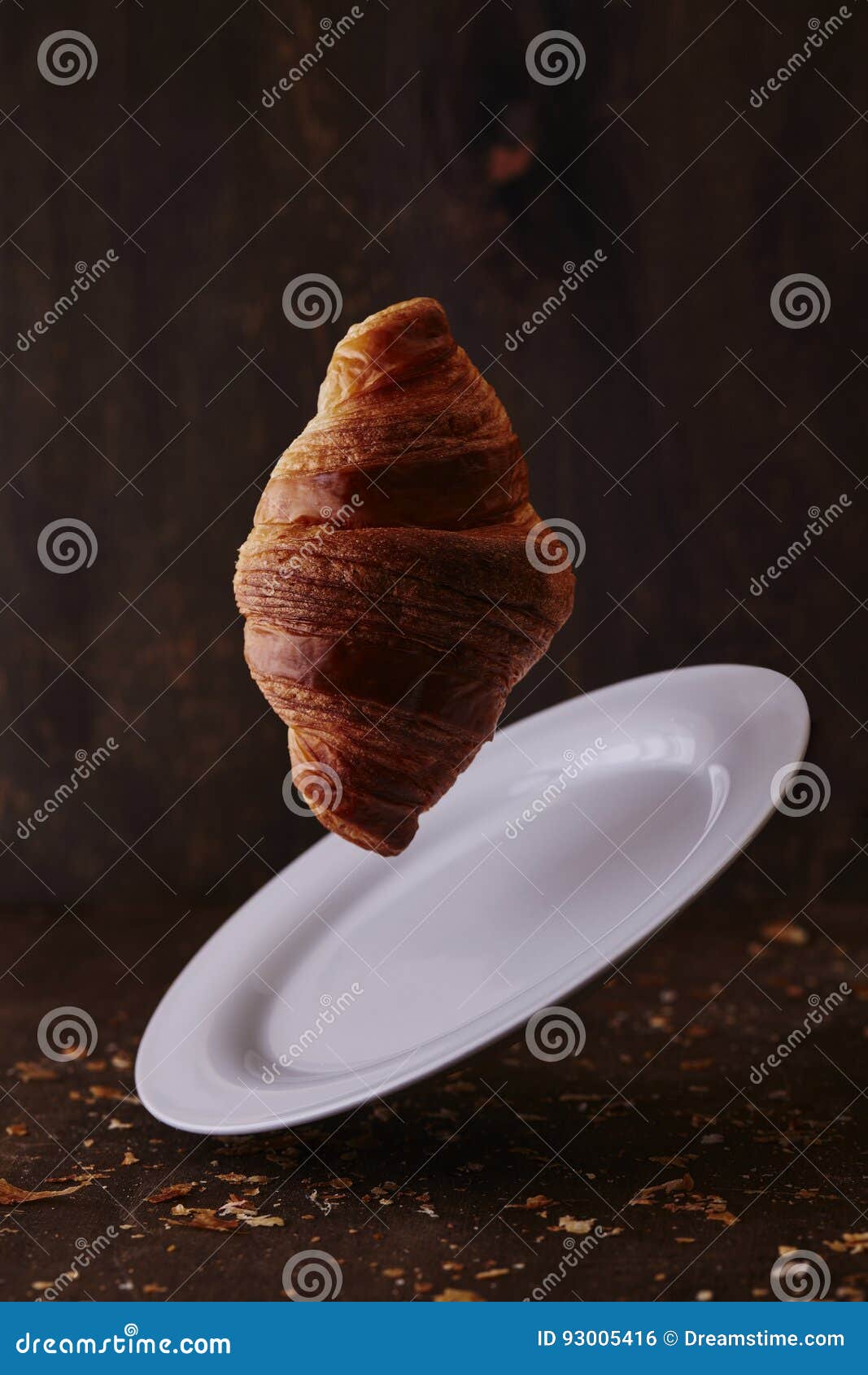 Croissant and Plate stock photo. Image of pain, baking - 93005416