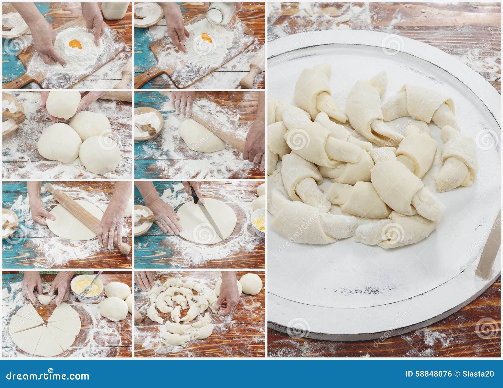 Croissant Preparation Collage Stock Photo - Image of food, homemade ...