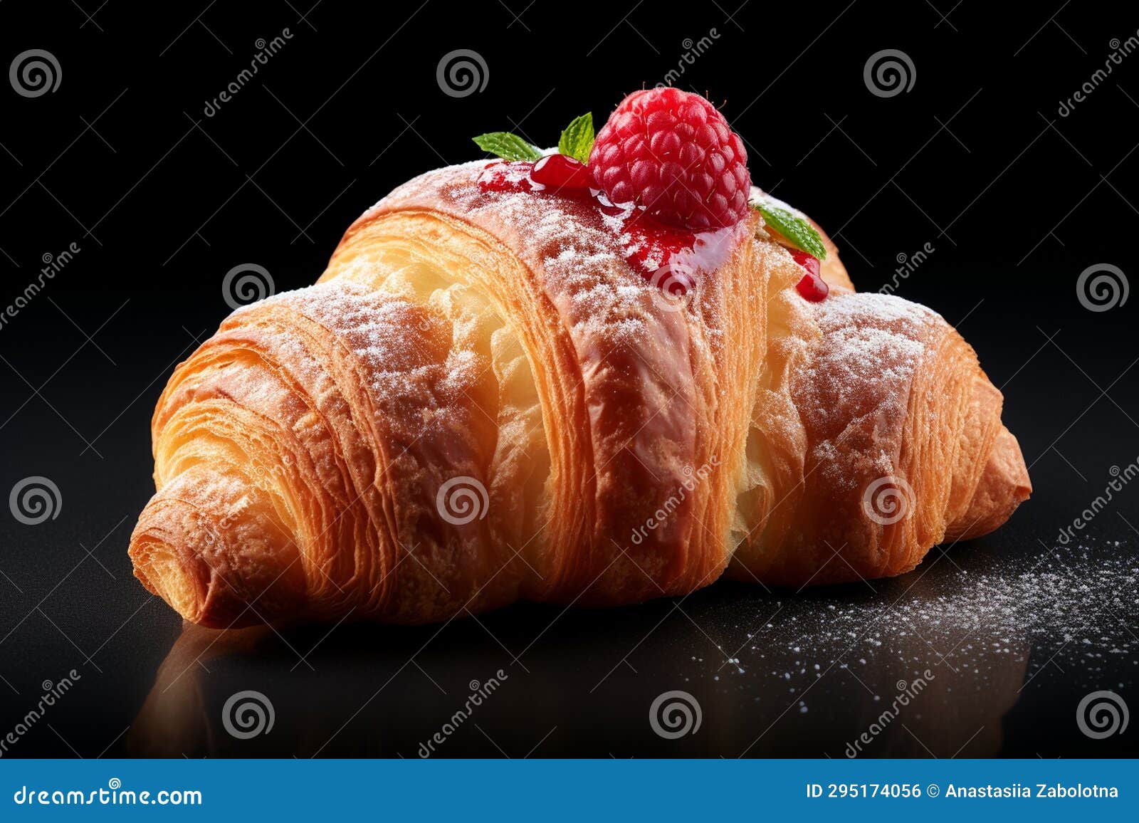 Croissant with Raspberry Filling on a White Background Stock ...