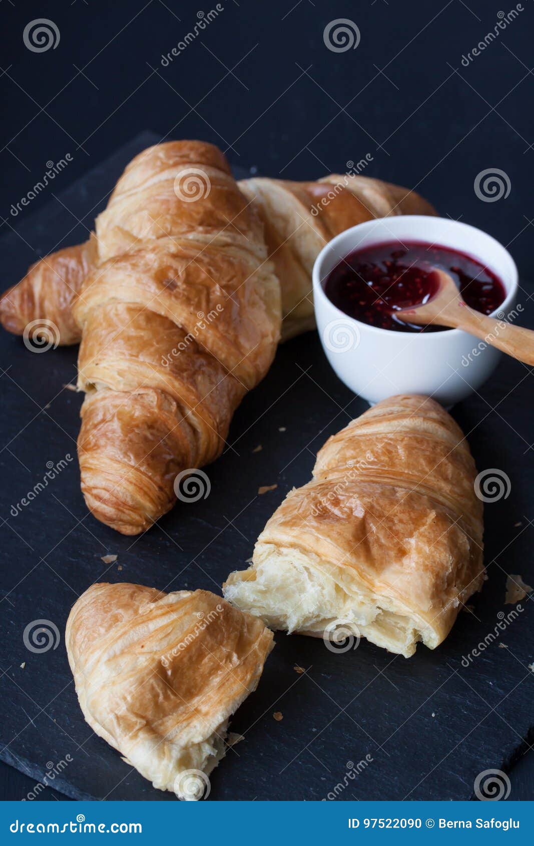 Croissant and Raspberry Jam Stock Photo - Image of snack, meal: 97522090