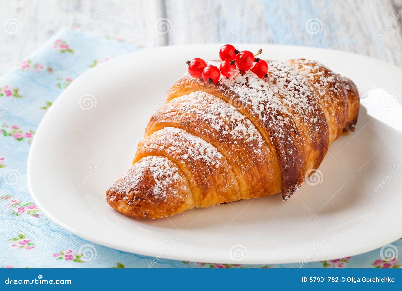 Croissant with Red Currants Stock Photo - Image of flower, pastry: 57901782