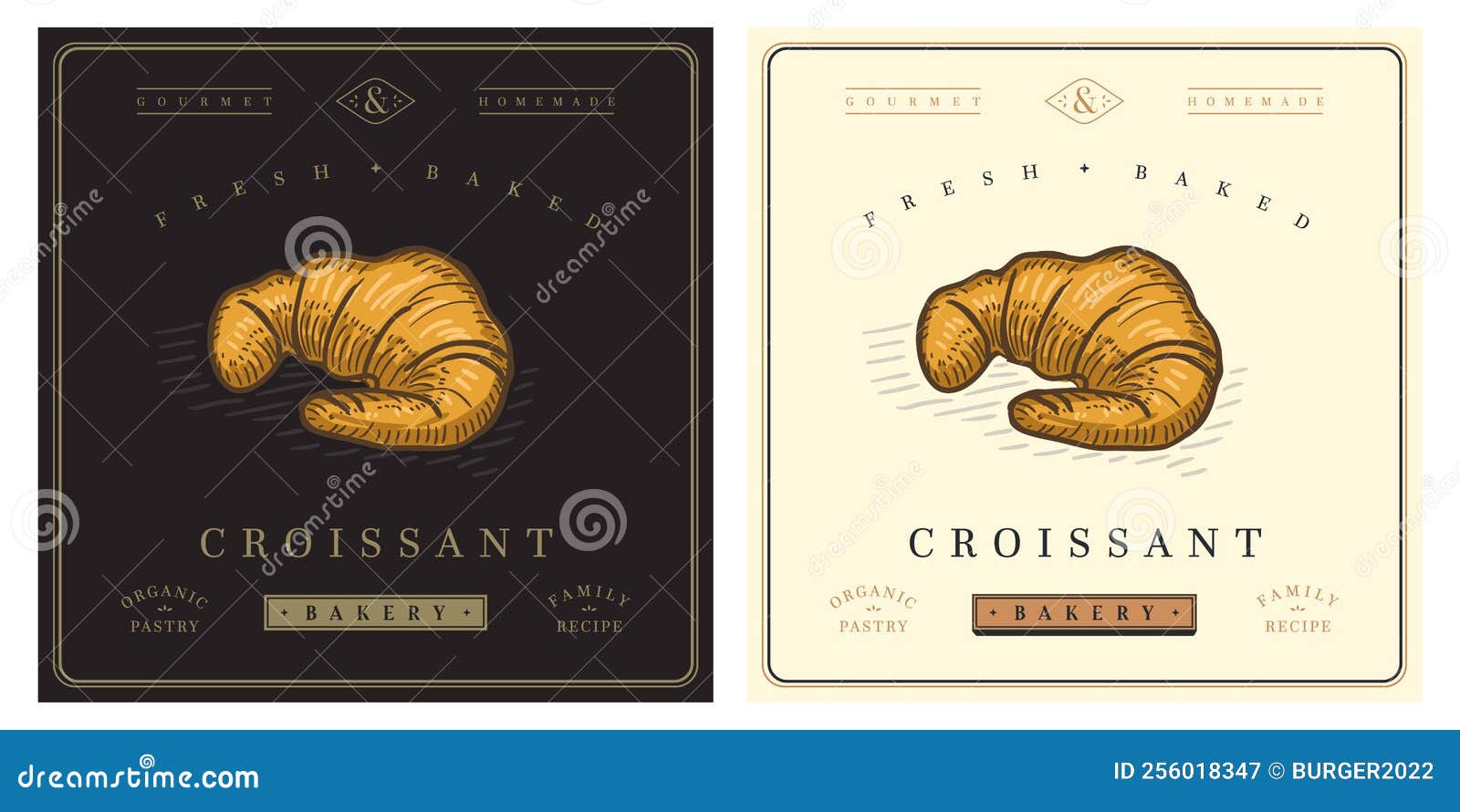 Croissant Retro Vintage Logo Illustration Stock Vector - Illustration ...