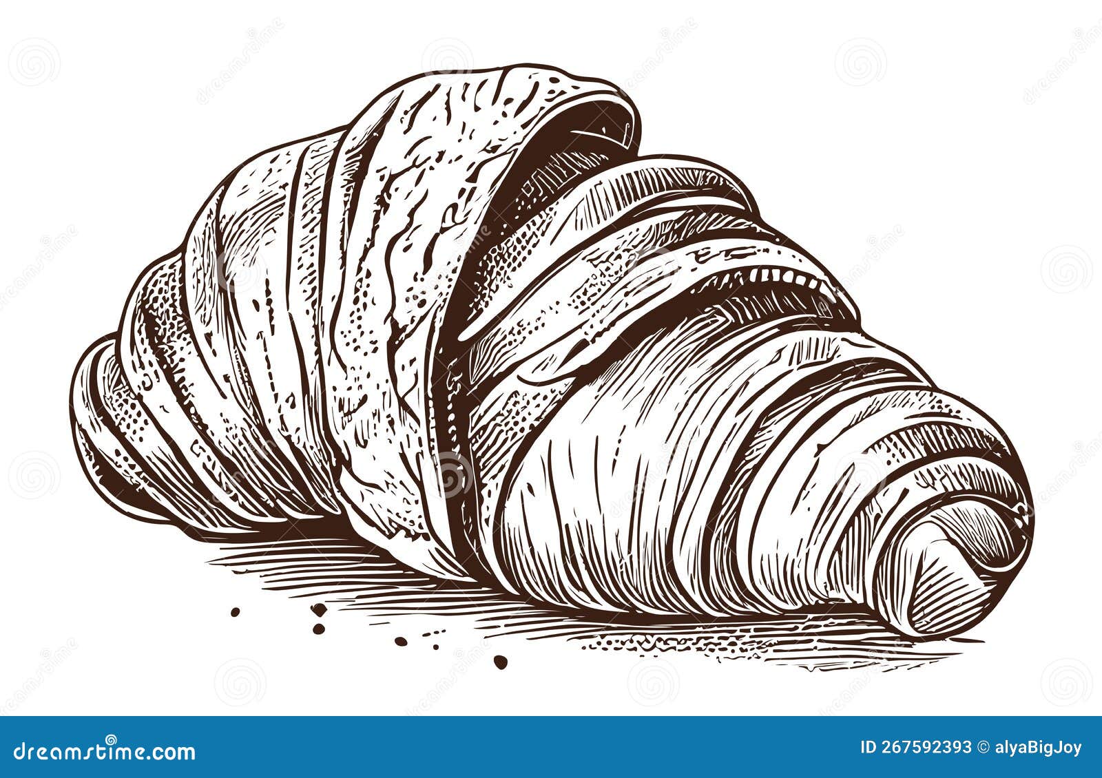 Croissant Sketch Hand Drawn in Doodle Style Illustration. Stock Vector ...