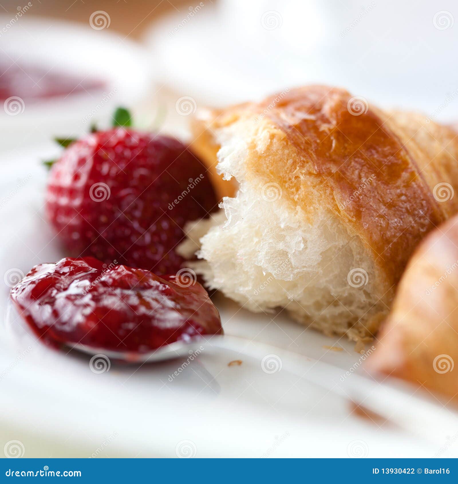 Croissant with Strawberry Jam Stock Photo - Image of food, cake: 13930422