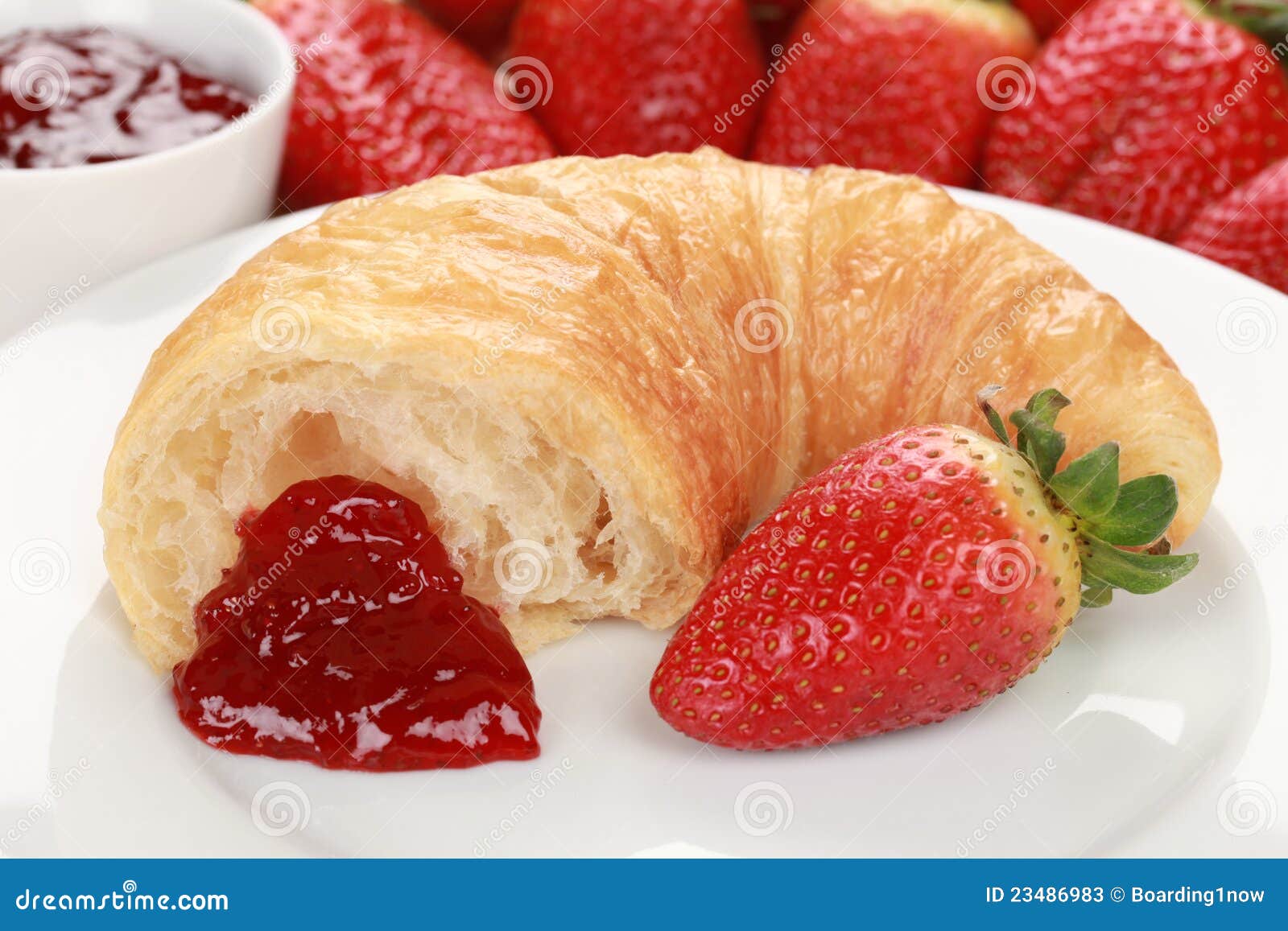 Croissant with Strawberry Marmalade Stock Image - Image of france ...