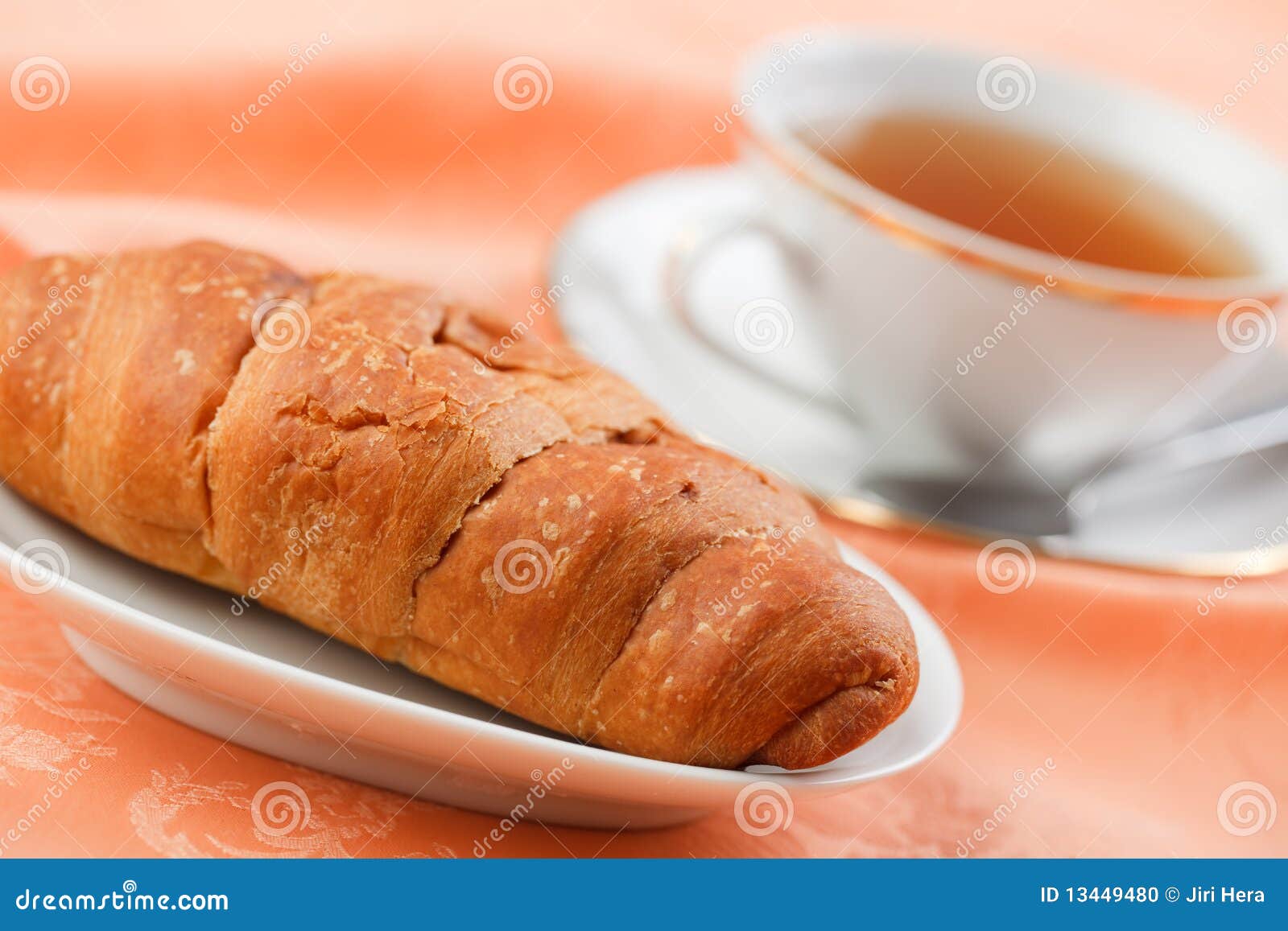 Croissant and tea stock photo. Image of restaurant, snack - 13449480